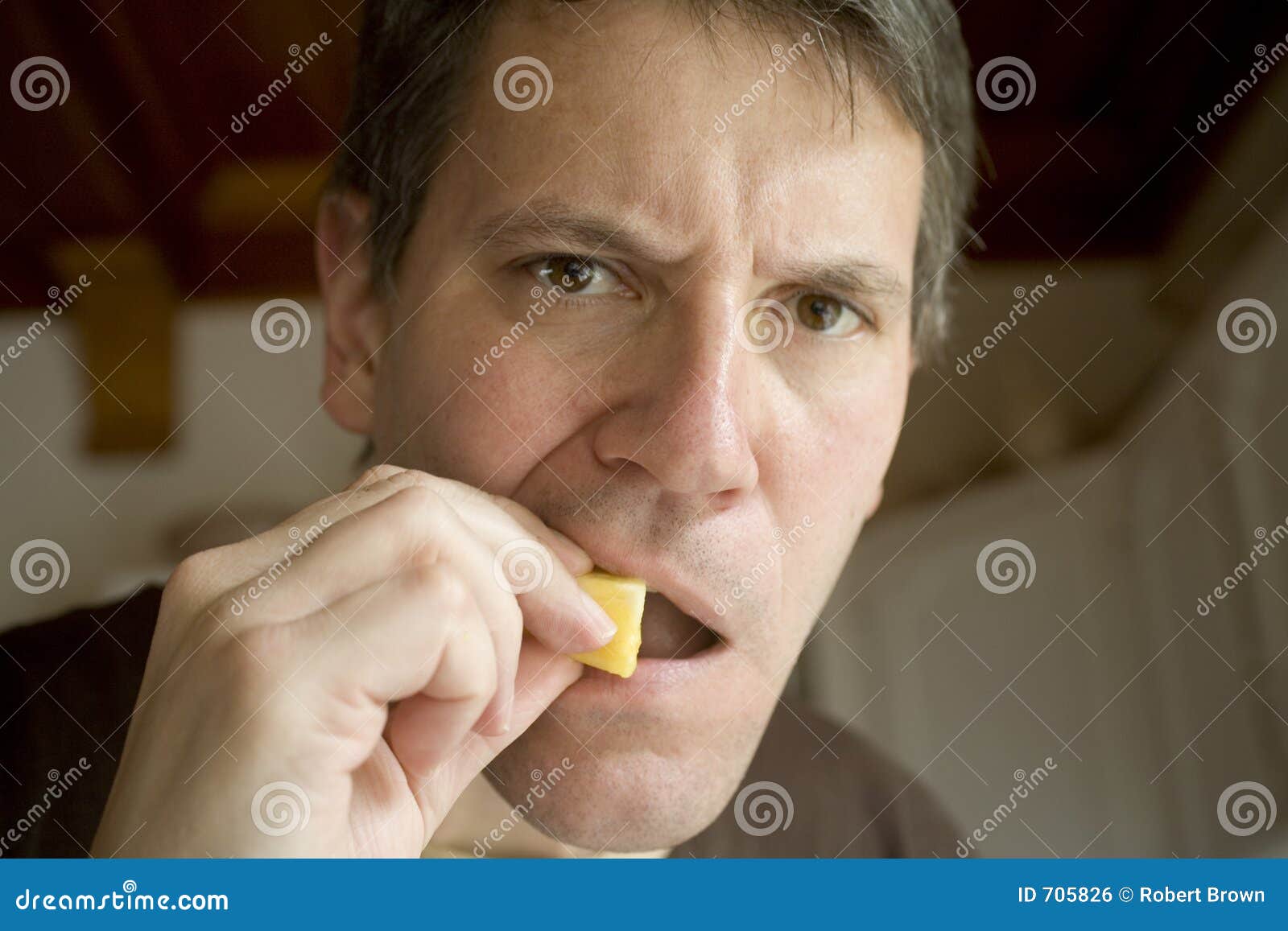 Man eating pineapple stock photo. Image of hold, hunger - 705826