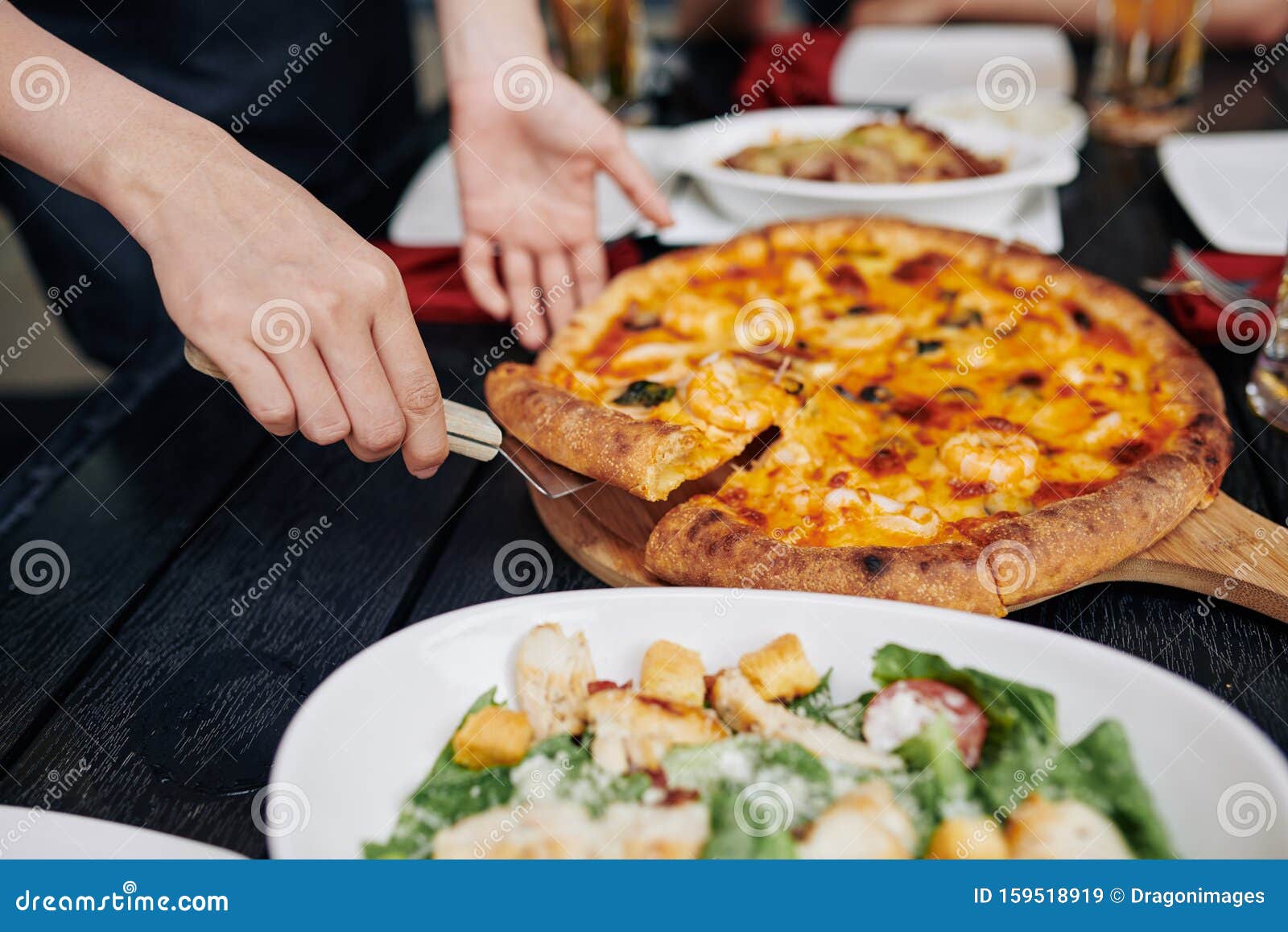 Man eating pizza stock image. Image of pizzeria, indoors - 159518919