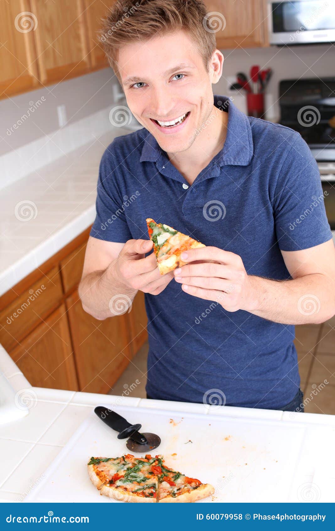 Man eating pizza stock photo. Image of caucasian, health - 60079958