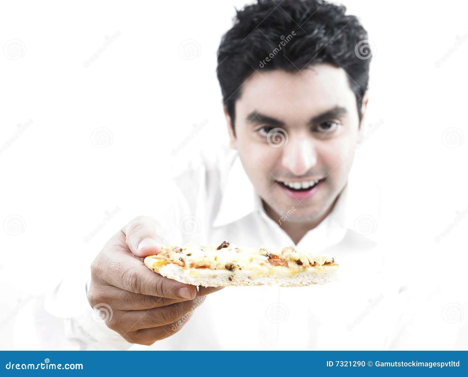 Man Eating a Slice of Pizza Stock Photo - Image of confident, eyes: 7321290