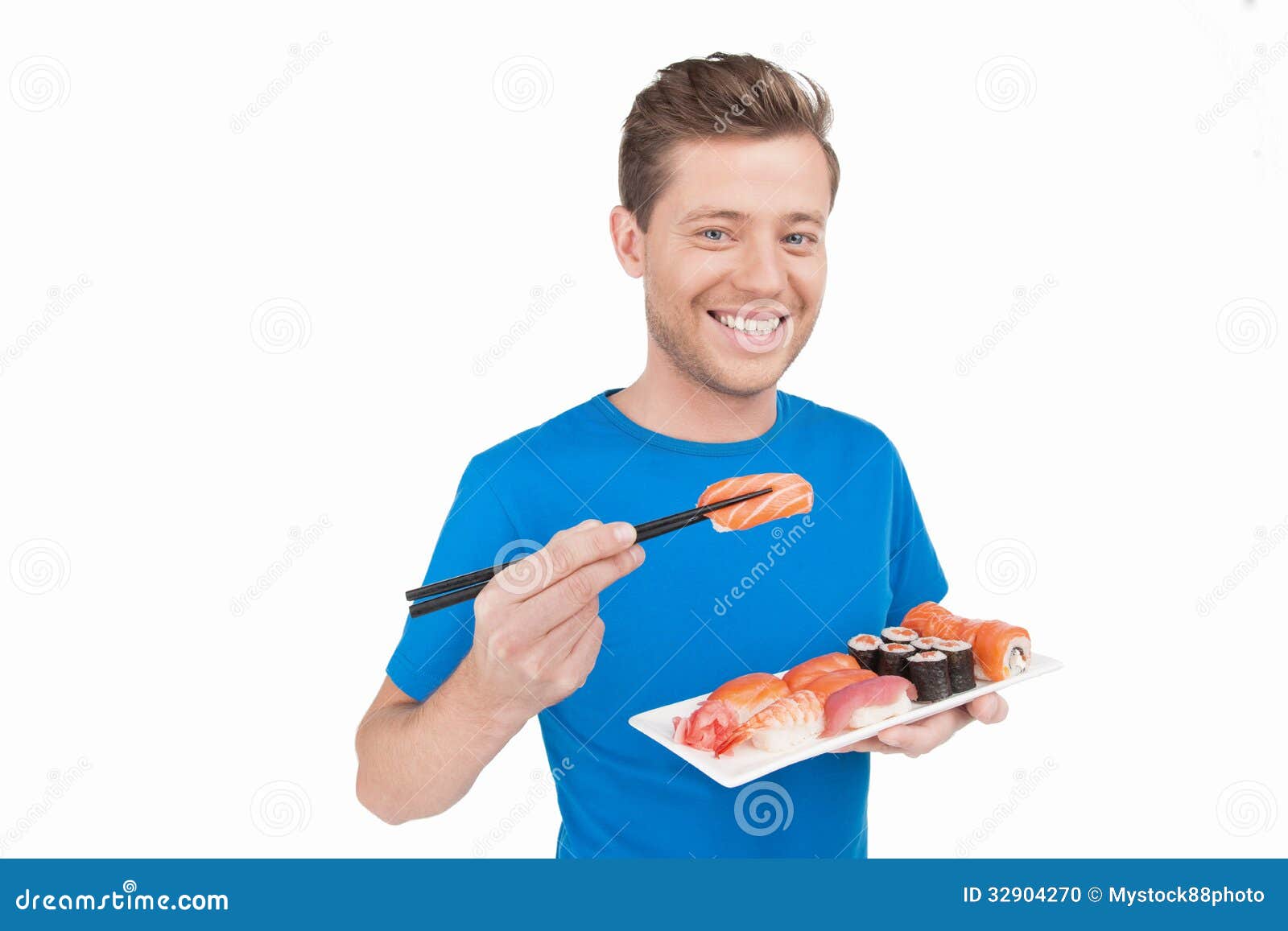 Man Eating Sushi. Stock Photo - Image: 32904270