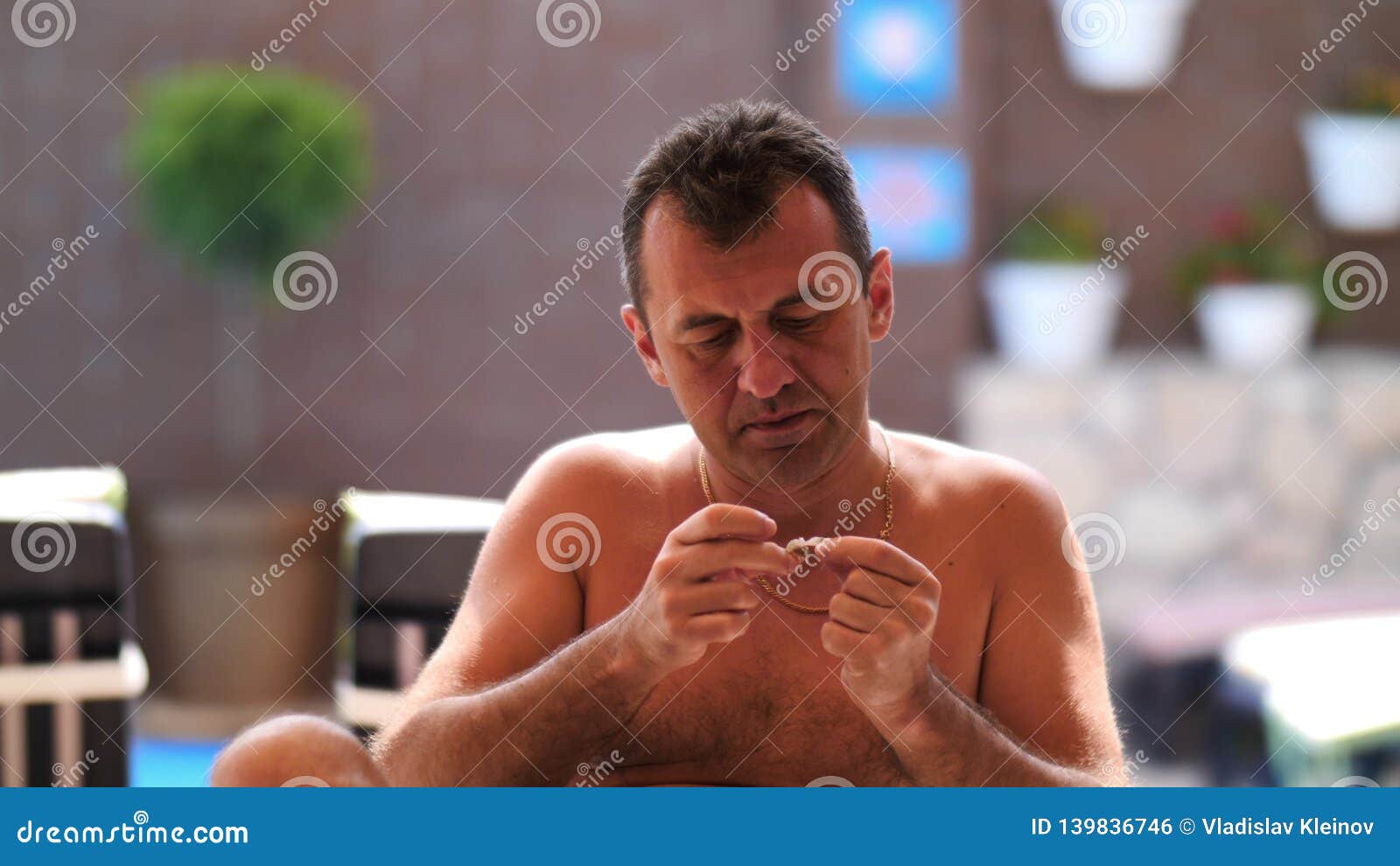 Man Eats Crustaceans, Summer Holidays, Have Fun Stock Photo - Image of ...