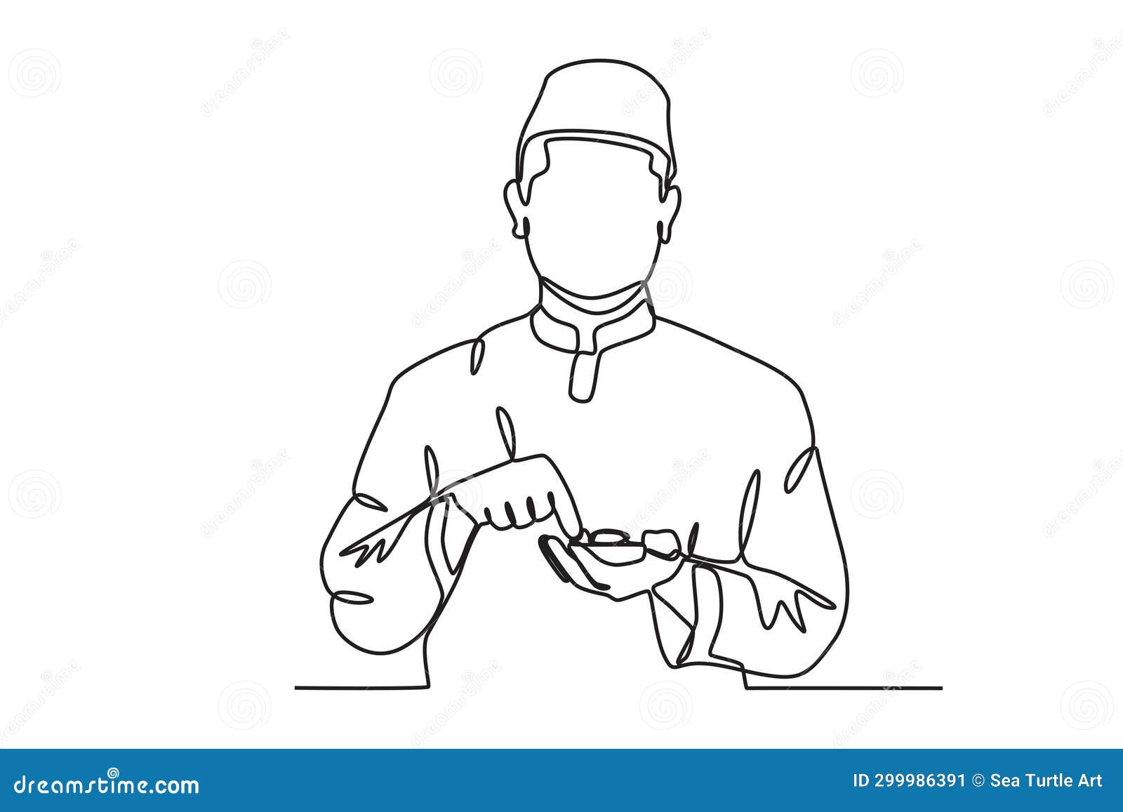 A man eats dates for iftar stock illustration. Illustration of muslim ...