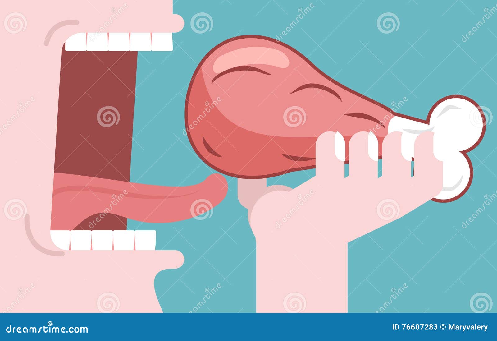 Man Eats Meat. Consumption of Ham. Pork on Bone Stock Vector ...