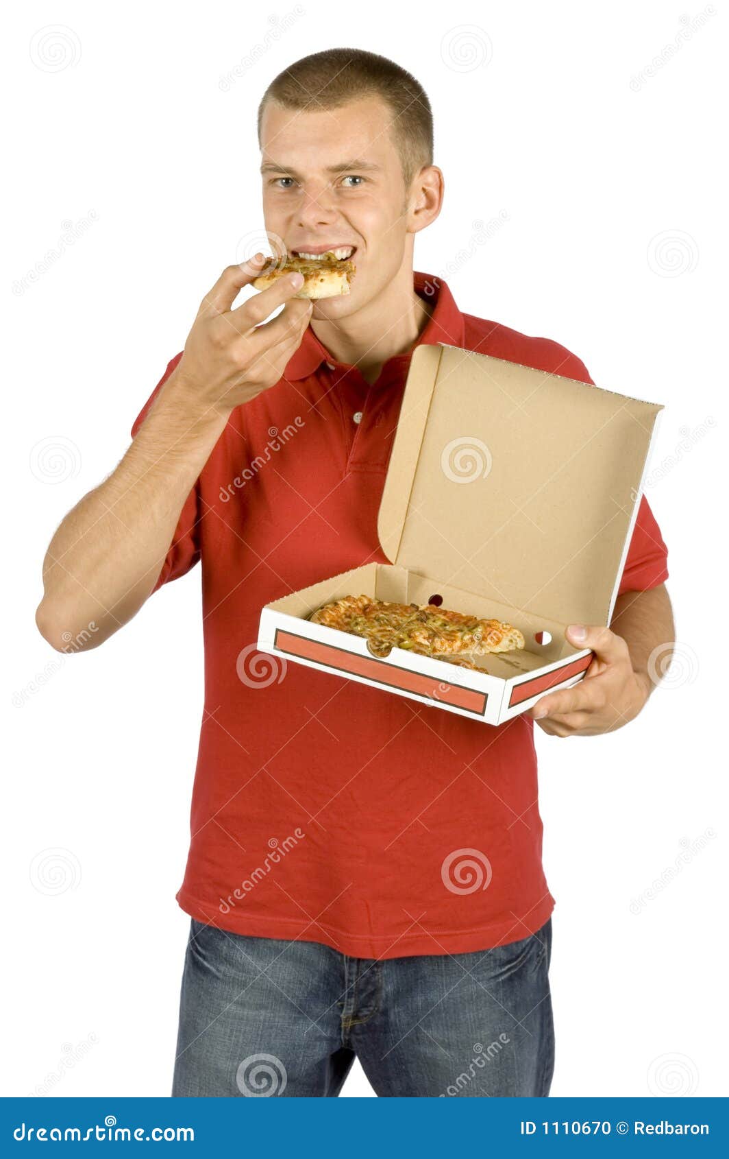 Man eats pizza stock photo. Image of crunch, fast, keen - 1110670