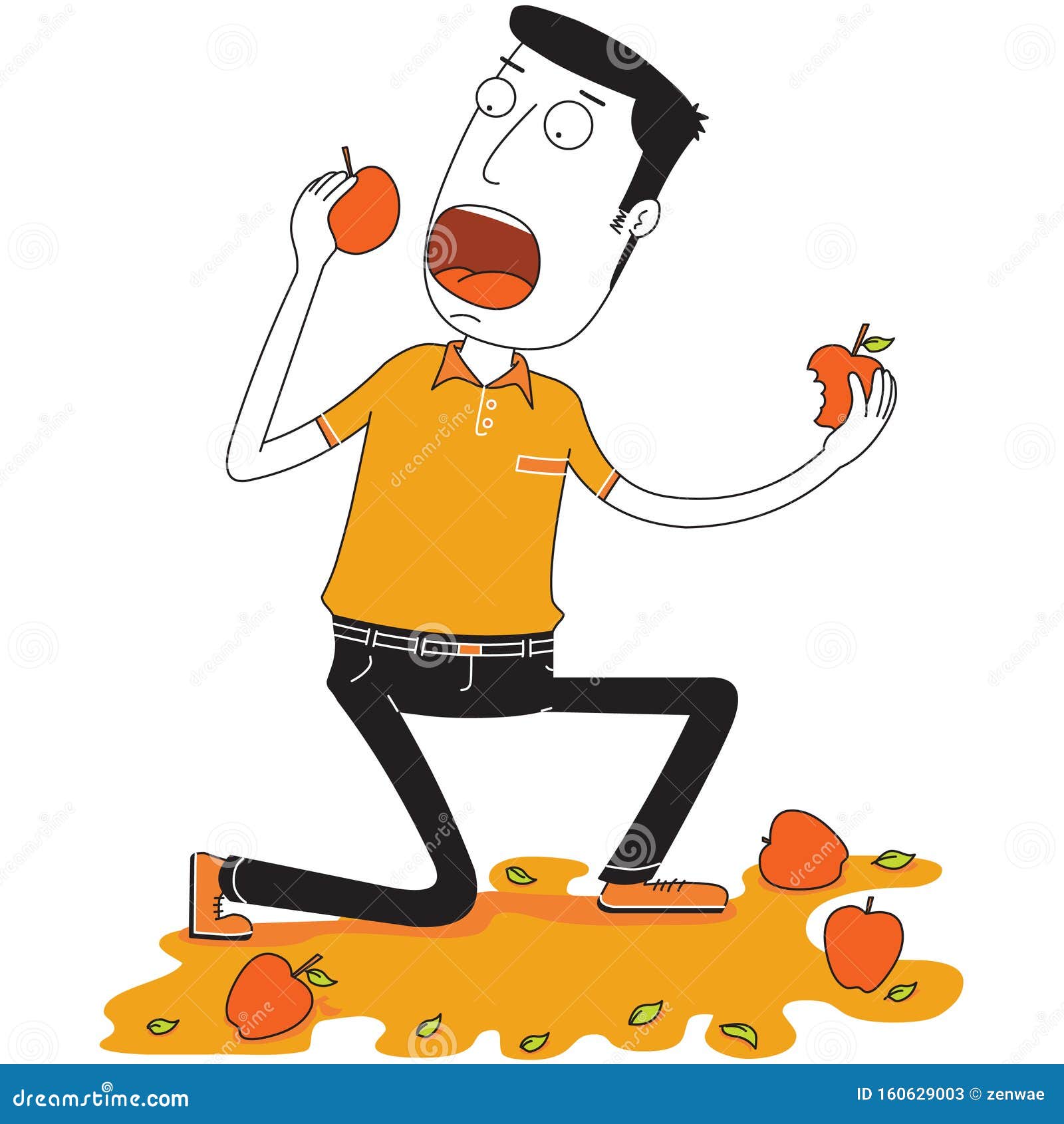 Man eats some apples stock vector. Illustration of drawing - 160629003