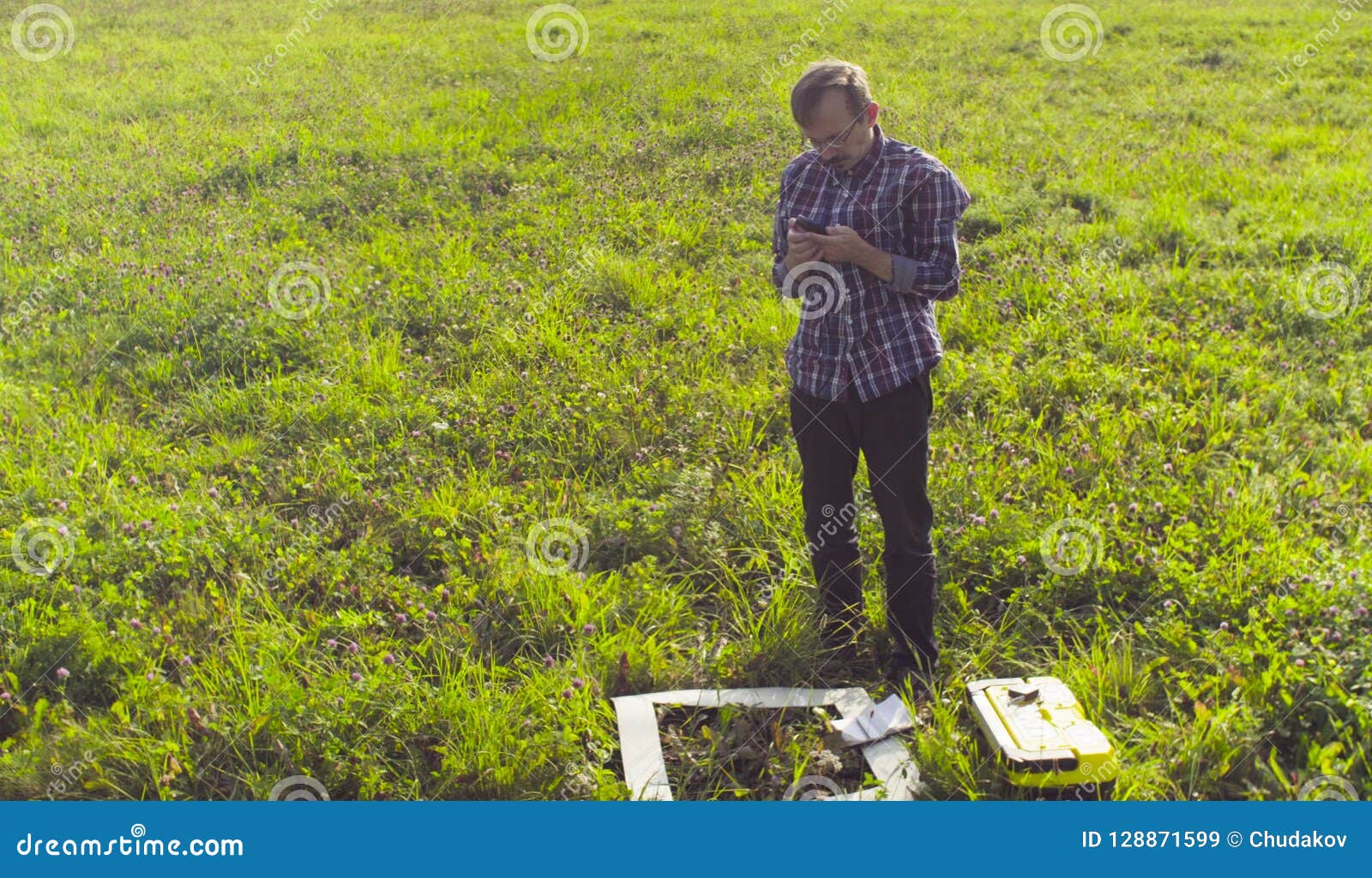 The Man Ecologist Making Notes in the Diary Stock Image - Image of ...