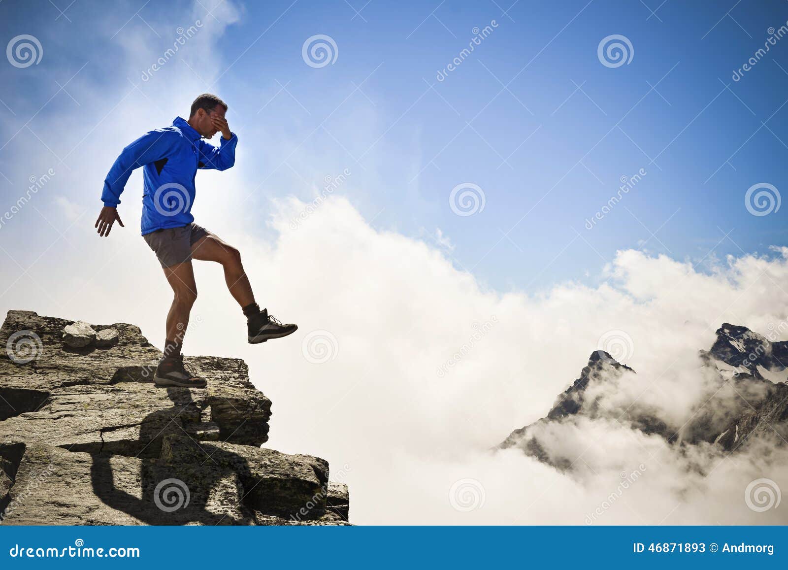 Man on the Edge of the Abyss Stock Image - Image of management, edge ...