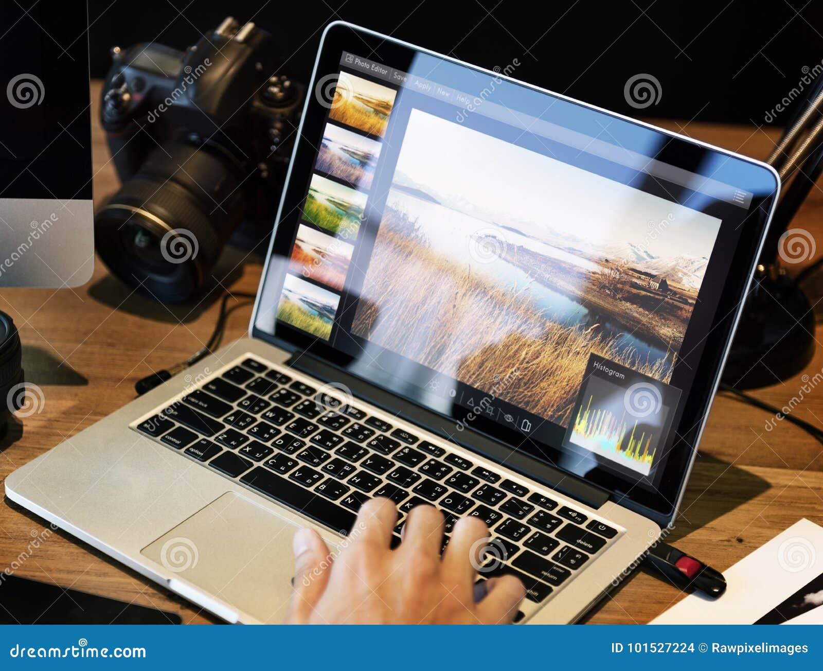 Man Editing Photos on a Computer Stock Photo - Image of laptop ...