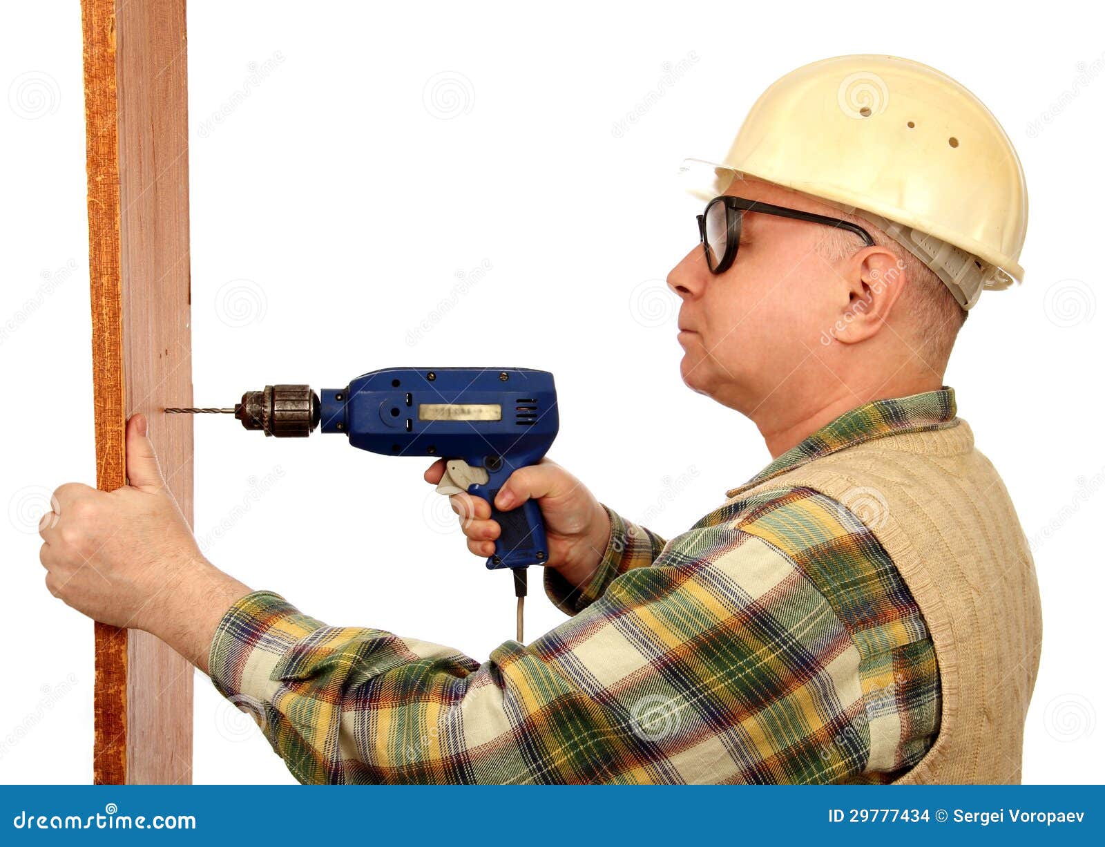 Man with an Electric Drill. Stock Photo - Image of male, handcarves ...