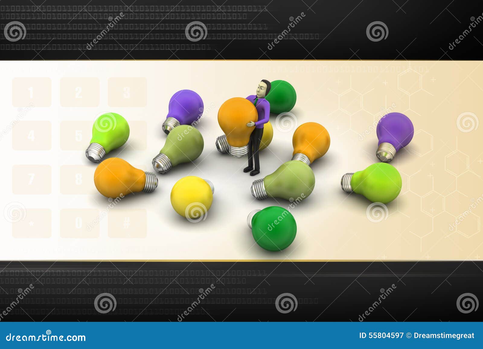Man with Electric Light Bulb Stock Illustration - Illustration of ...