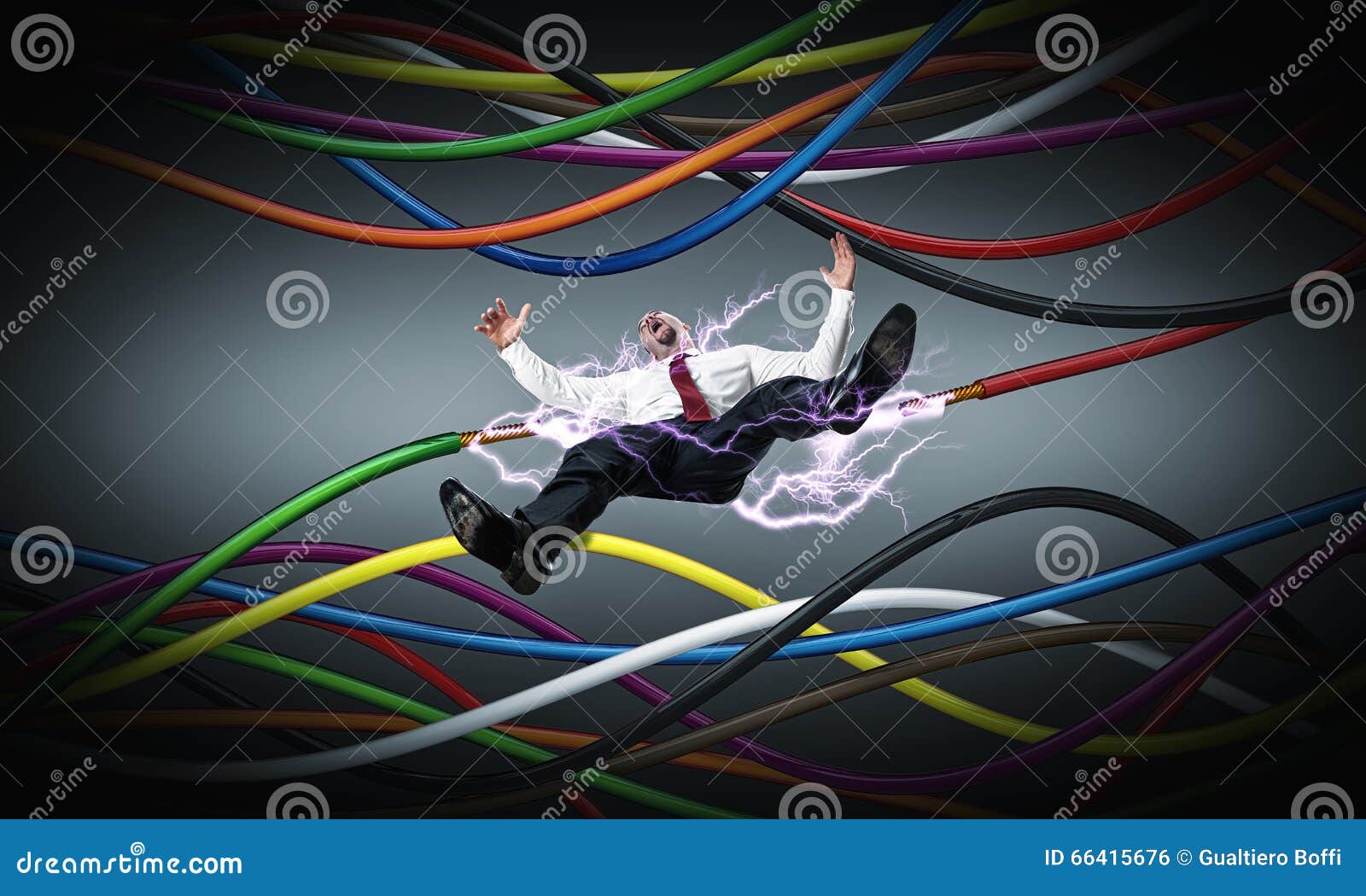 Man and electric problem stock photo. Image of falling - 66415676