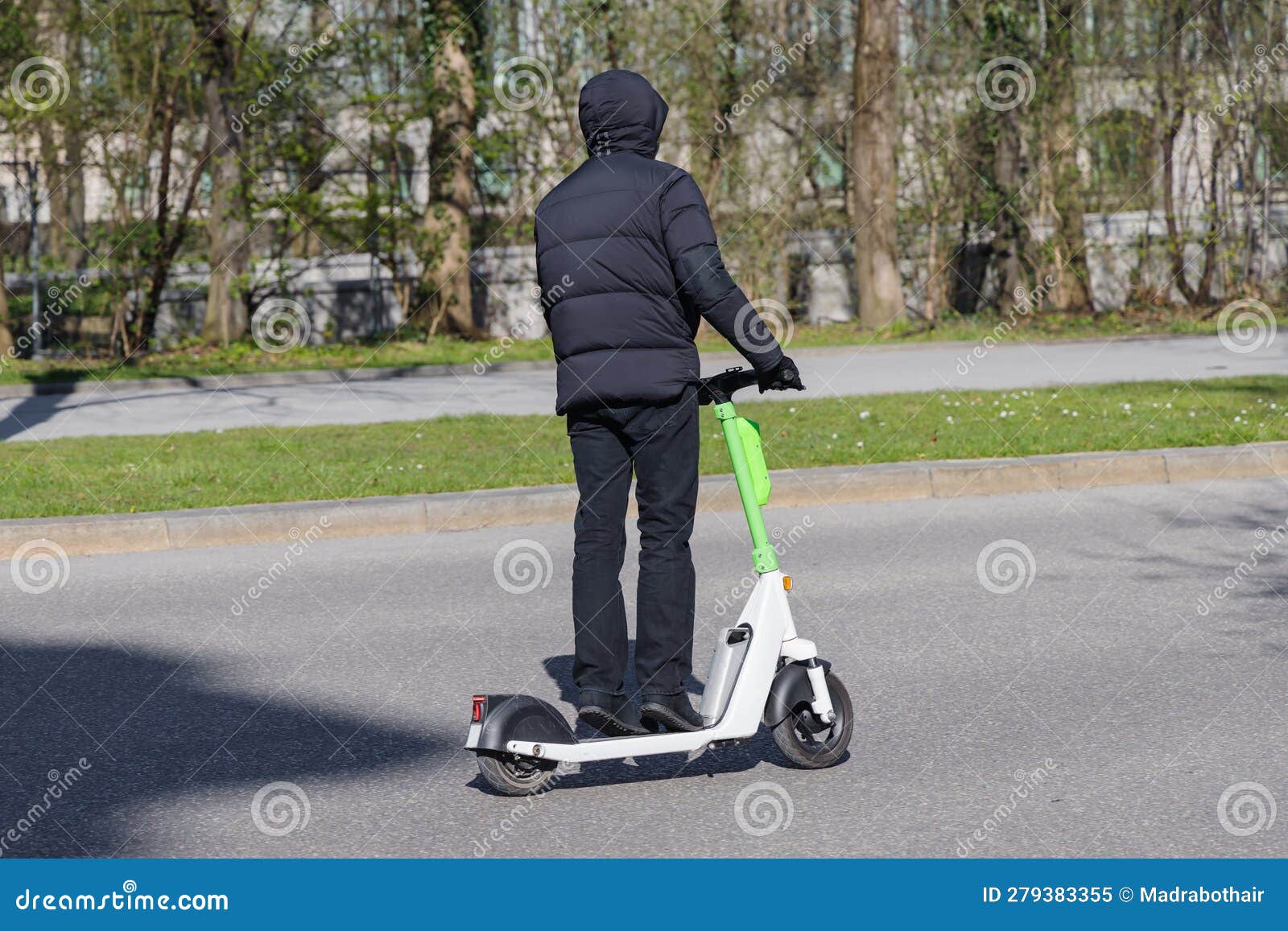 Man with an Electric Scooter on a Road Stock Image - Image of move ...