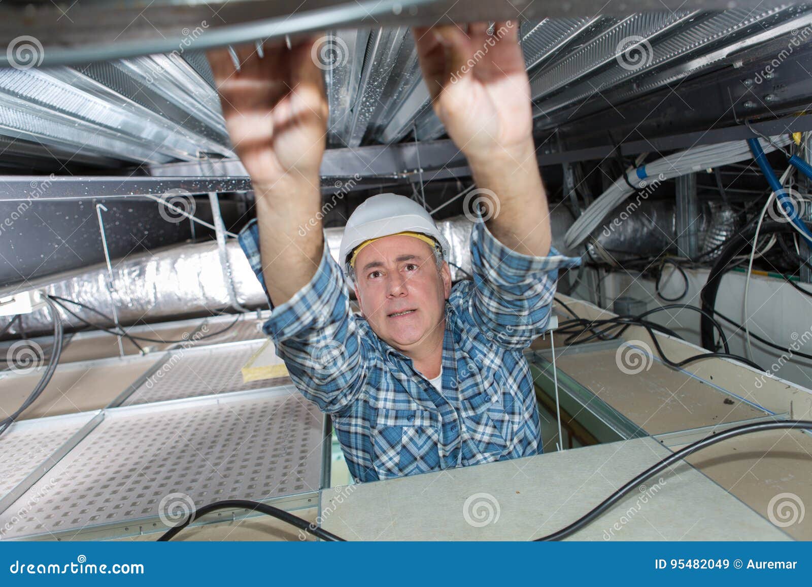 Man - Electrician Does Electrowiring Stock Image - Image of plumbing ...