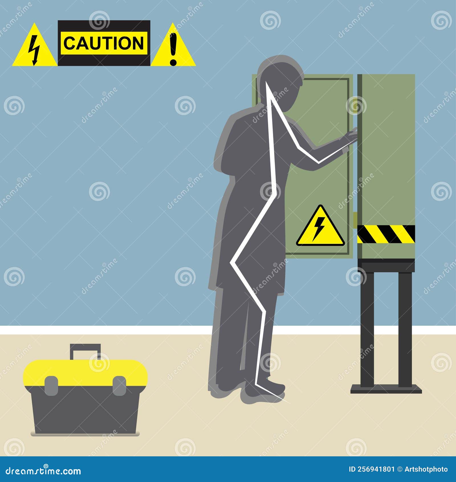 Man Electrocuted while Repairing the Electrical Box Stock Vector ...