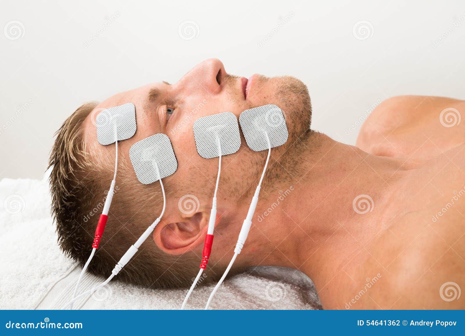 Man with Electrodes on Face Stock Photo - Image of cosmetic, exercise ...