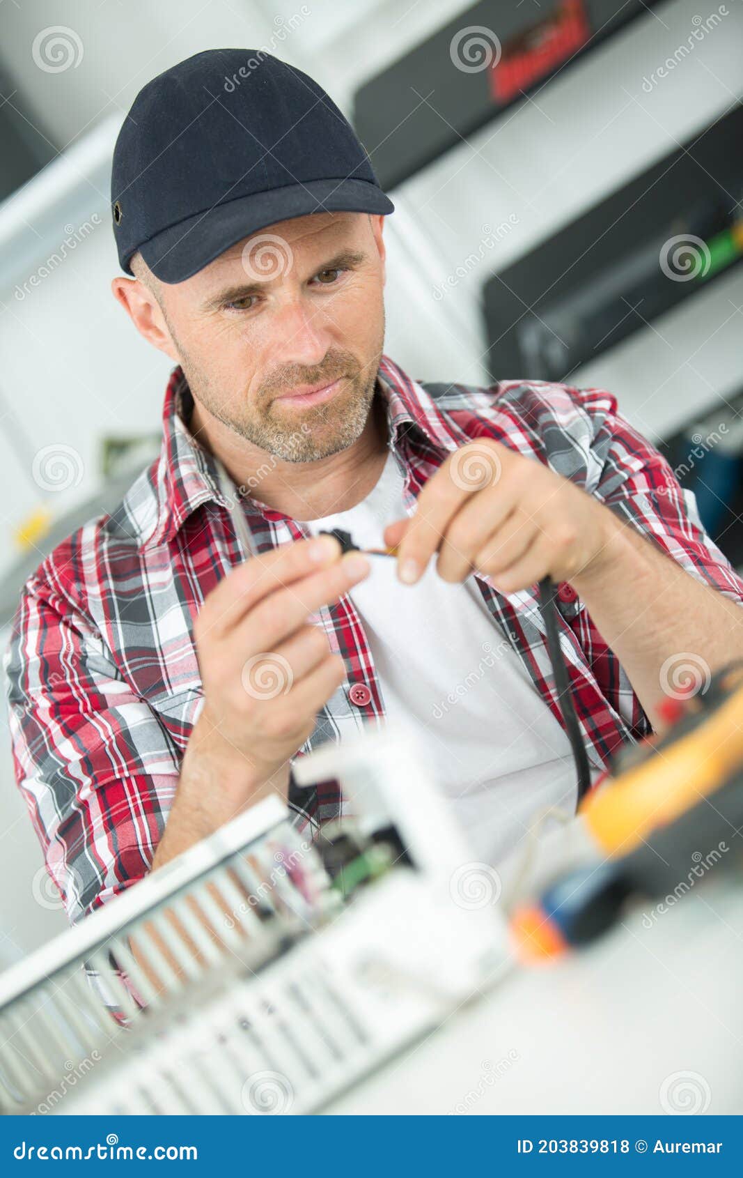 Man Electronic Repair Renovation Concept Stock Photo - Image of adult ...