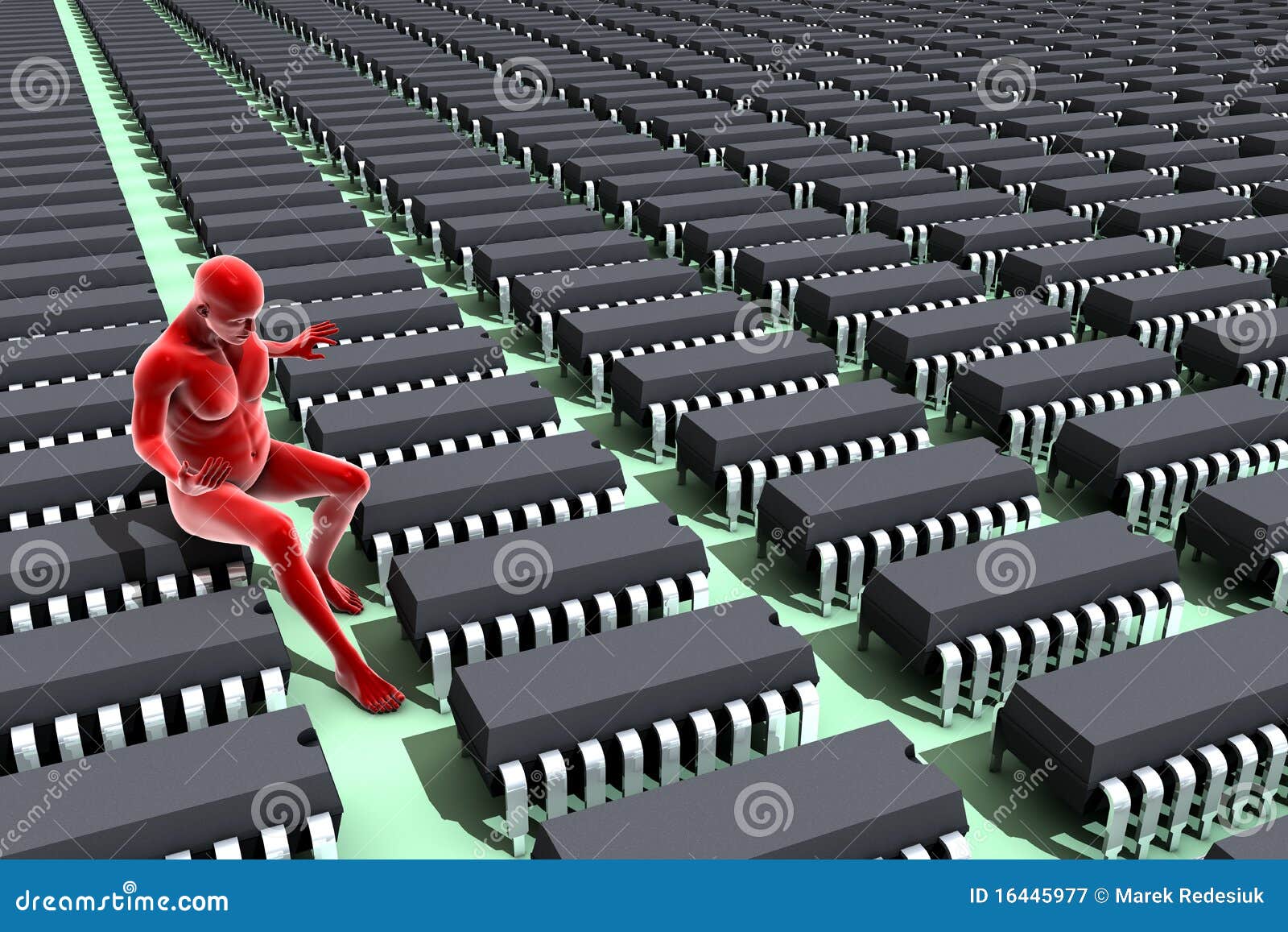 Man and Electronics - the Concept Stock Illustration - Illustration of ...