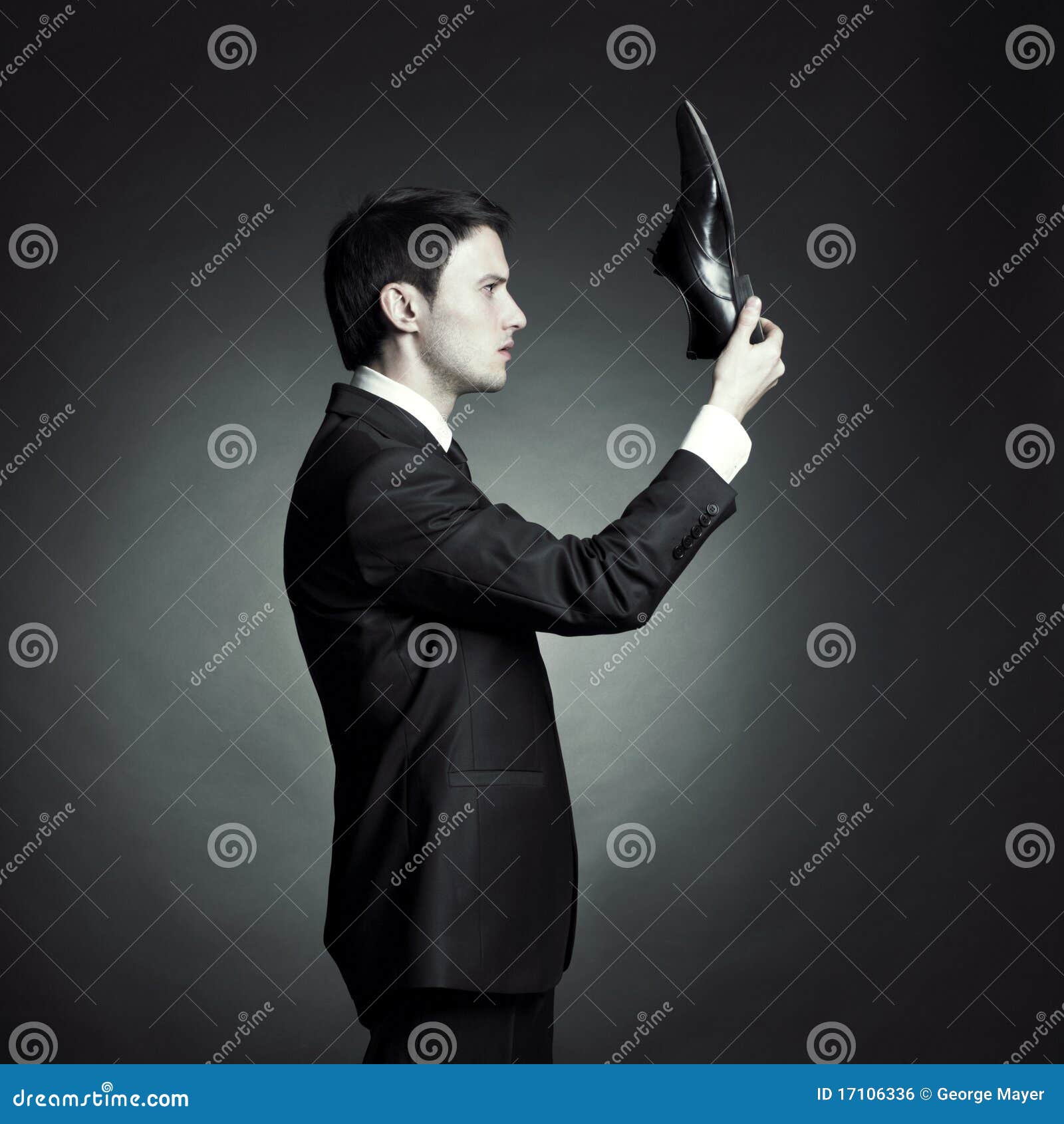 Man in an Elegant Suit and Shoes in Hand Stock Photo - Image of posing ...