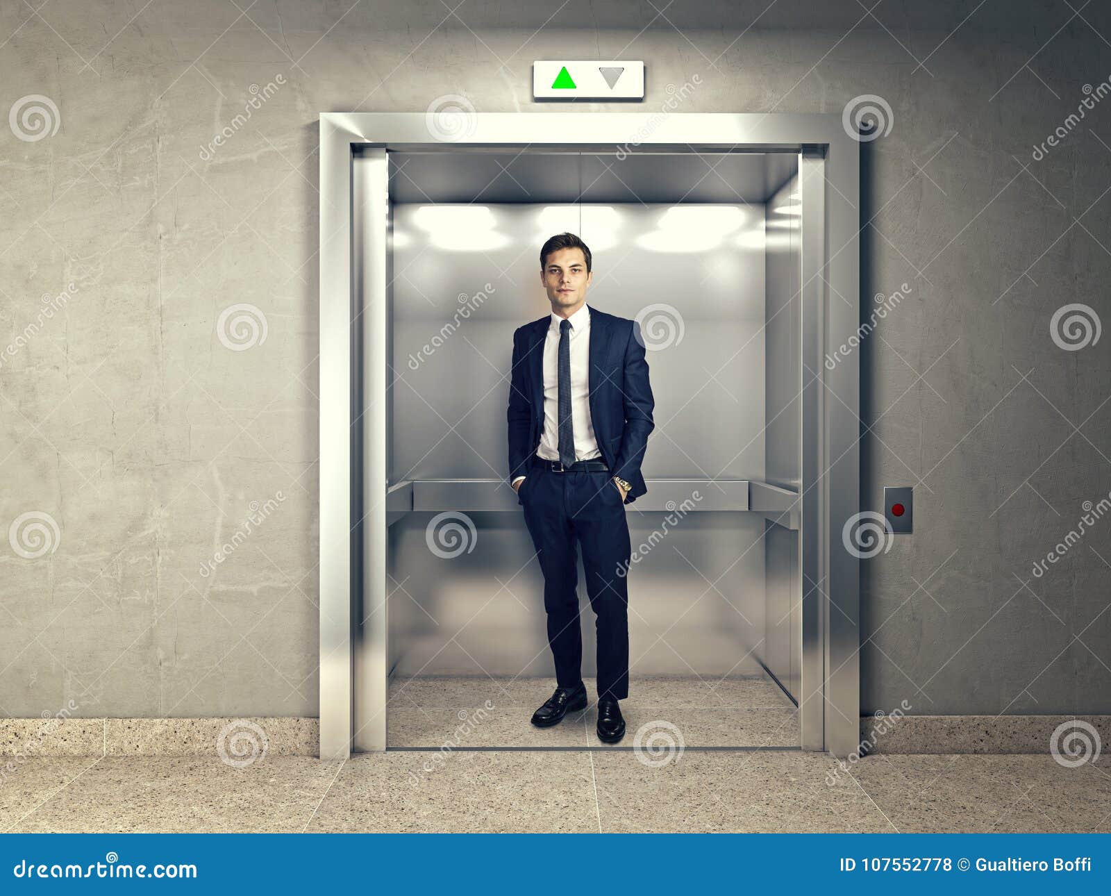 Man in elevator stock photo. Image of businessman, white - 107552778