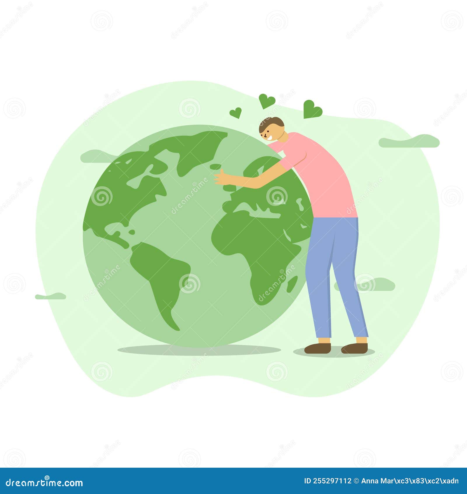Man Embracing Planet Earth. Love for the Planet Stock Vector ...