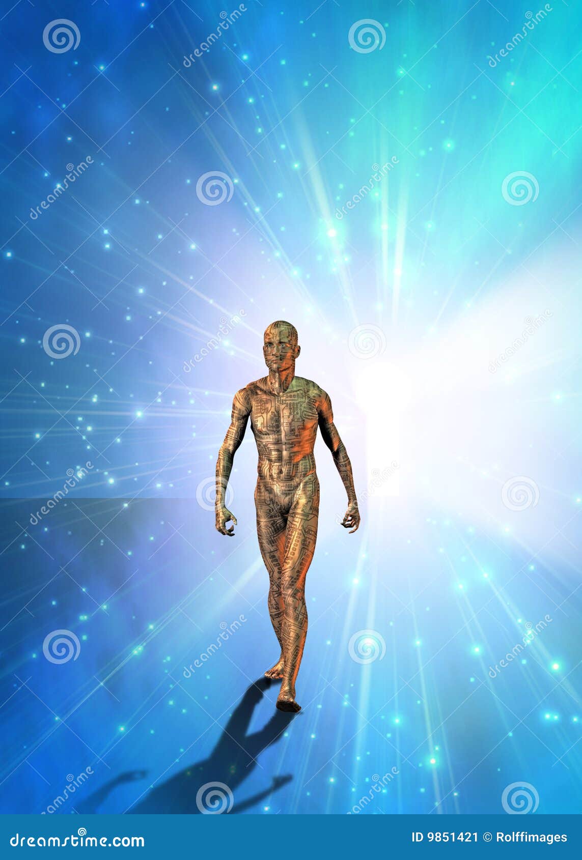 Man Emerges from light stock illustration. Illustration of future - 9851421