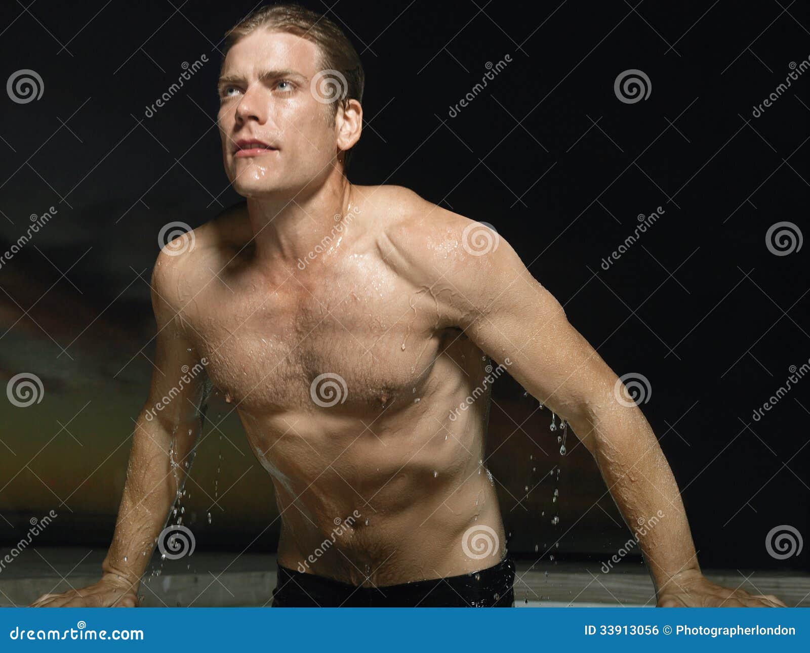 Man Emerging from Water Outdoors Stock Photo - Image of handsome ...