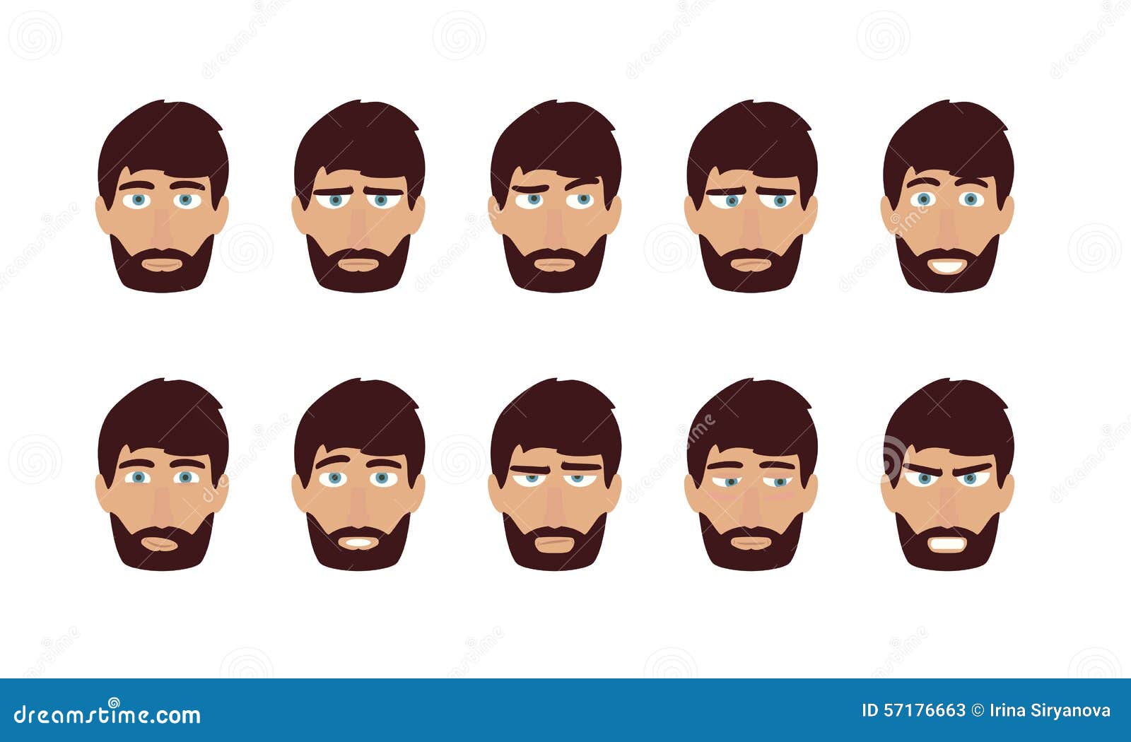Man Emotions and Expressions. Flat Vector User Stock Vector ...