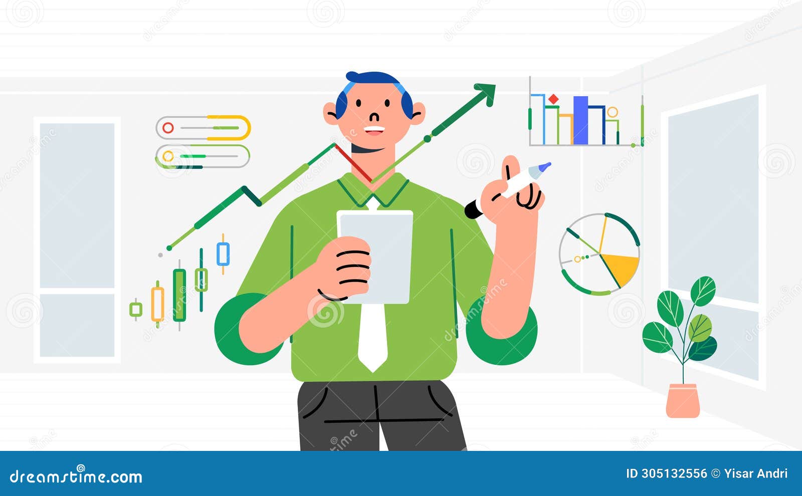Man Employee Analyzing Audit Data Business Profit Growth Analytical ...