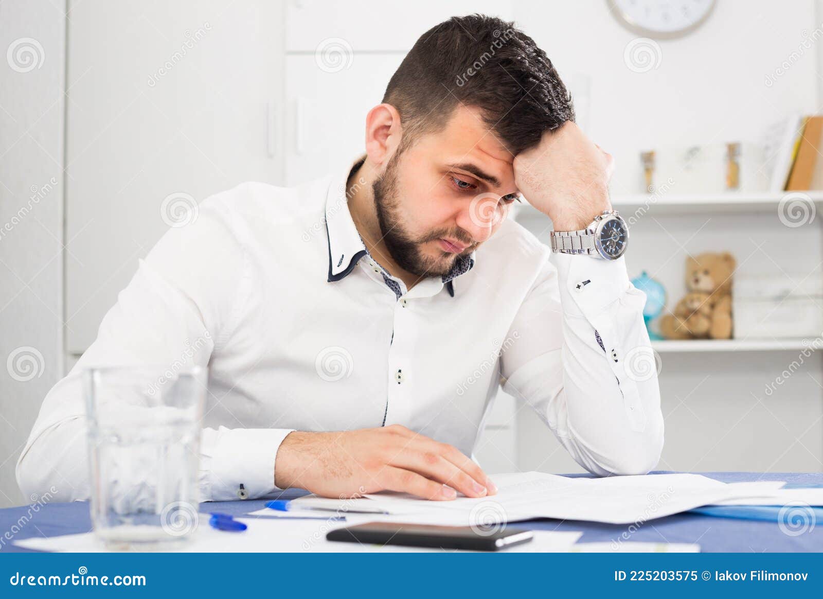 Man Employee is Having Complicated Issue with Project Stock Image ...