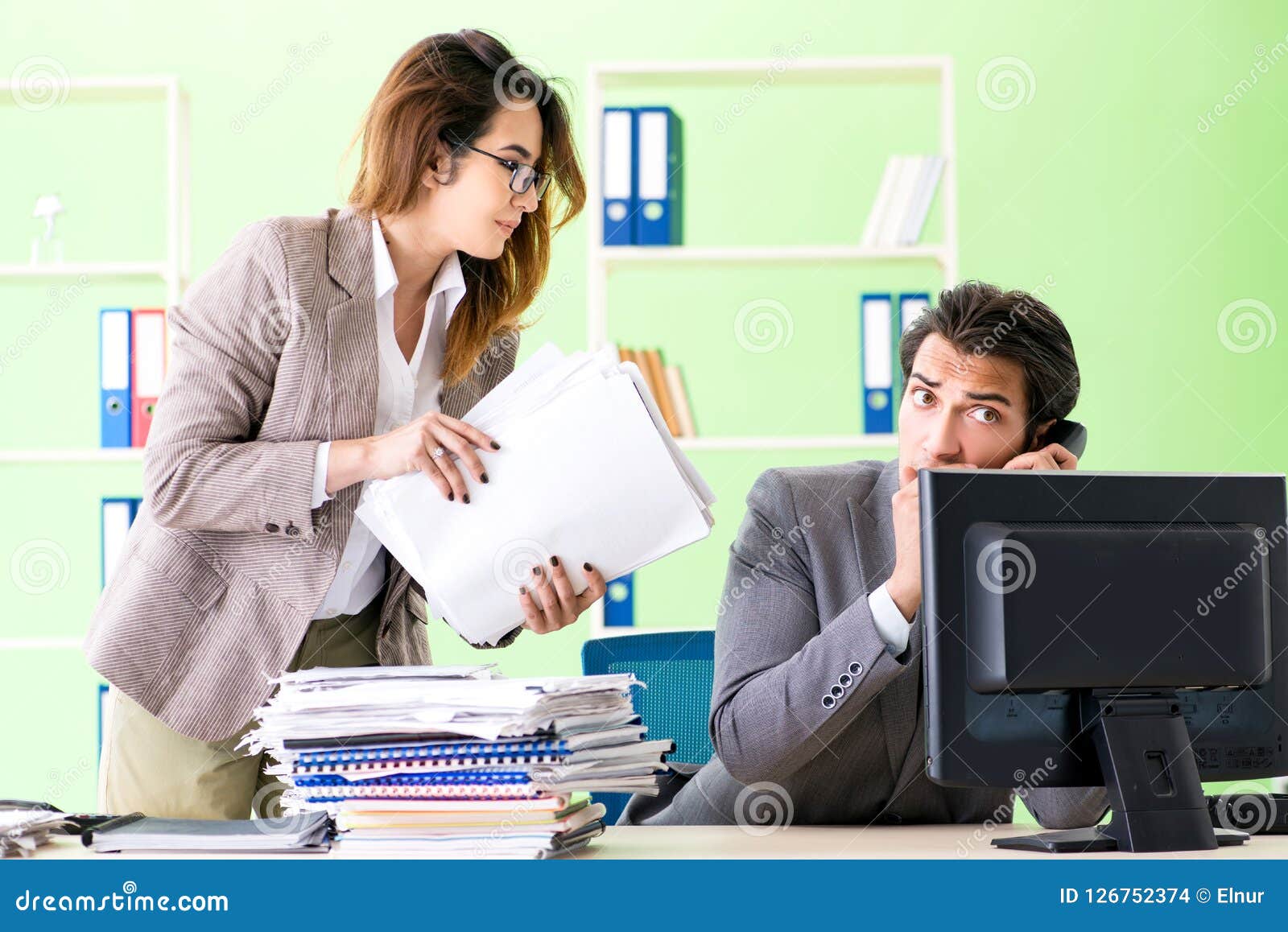 The Man Employee Suffering from Excessive Work Stock Photo - Image of ...