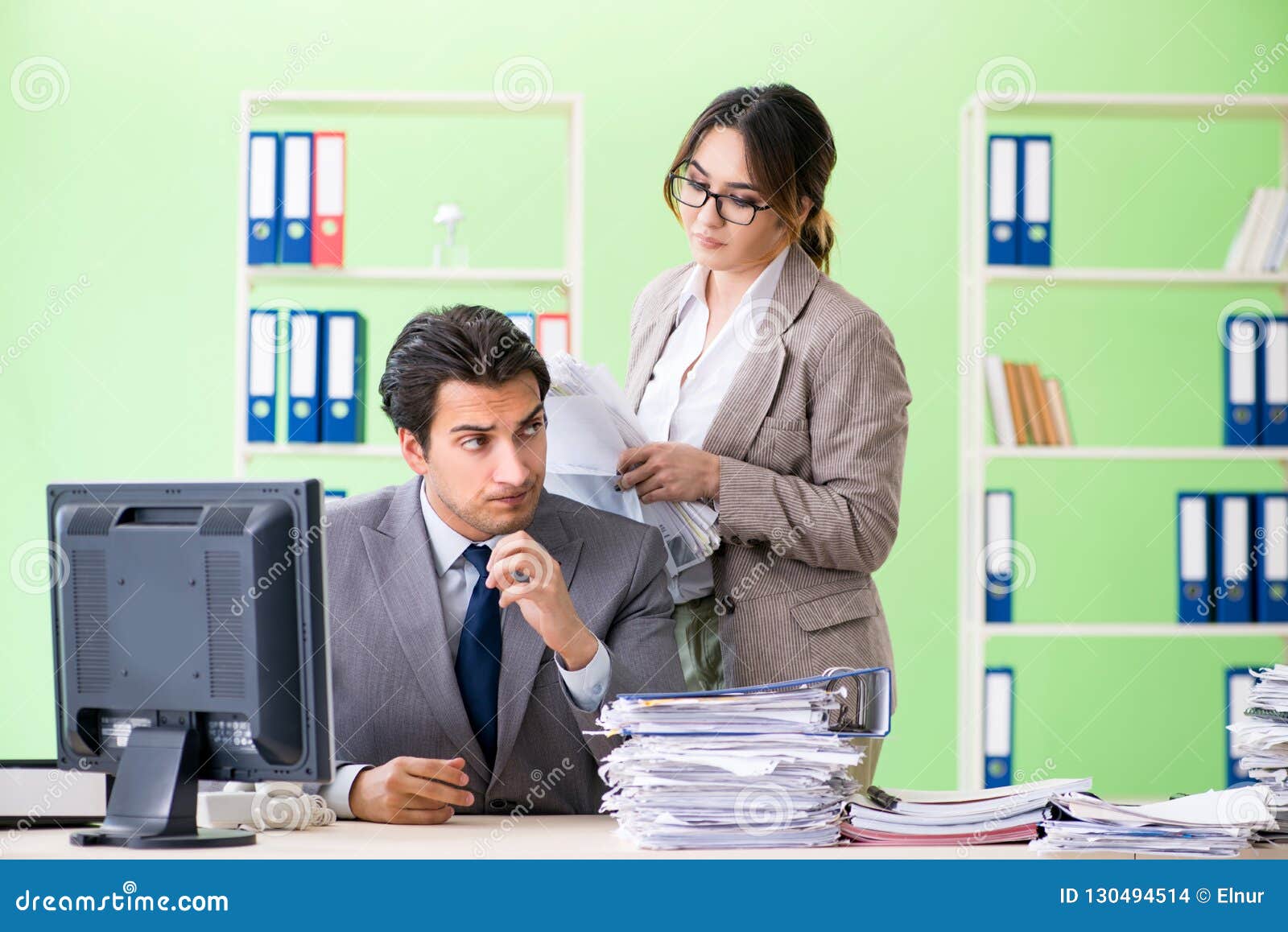 The Man Employee Suffering from Excessive Work Stock Photo - Image of ...