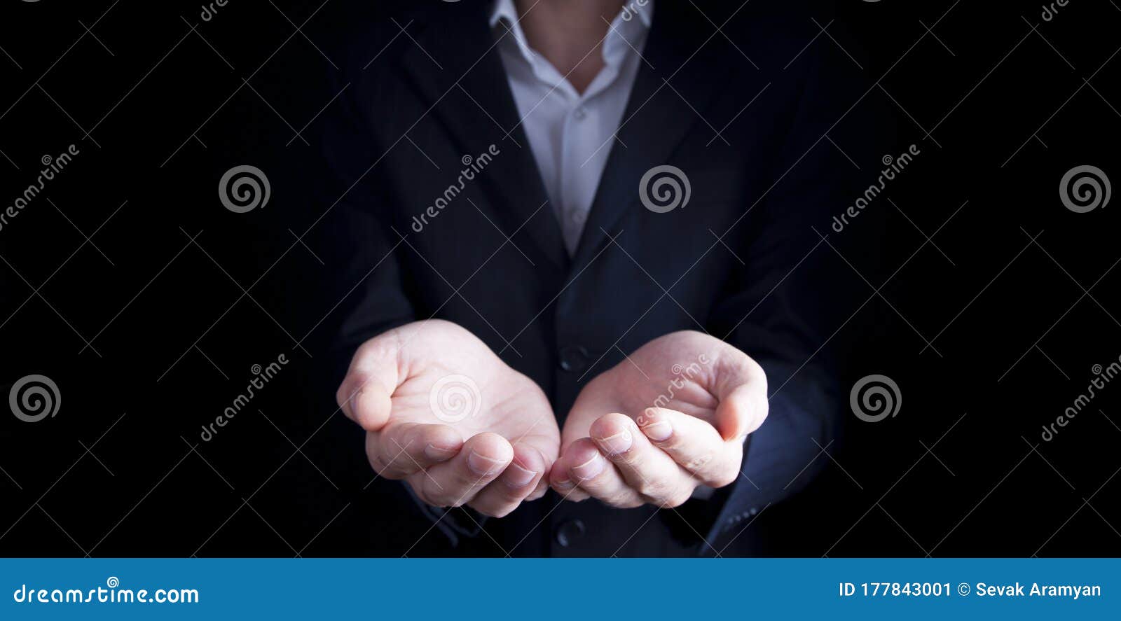 Man Empty Hands on Darck Background Stock Image - Image of help, sign ...