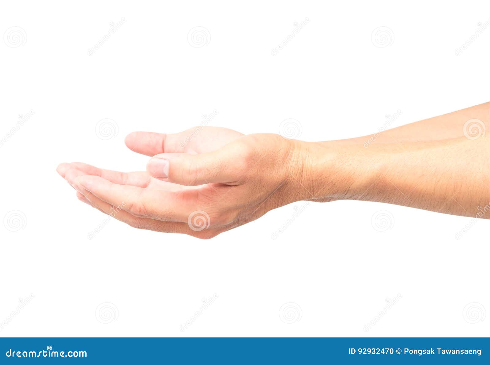 Man Empty Hands Open on White Background with Clipping Path Stock Photo ...