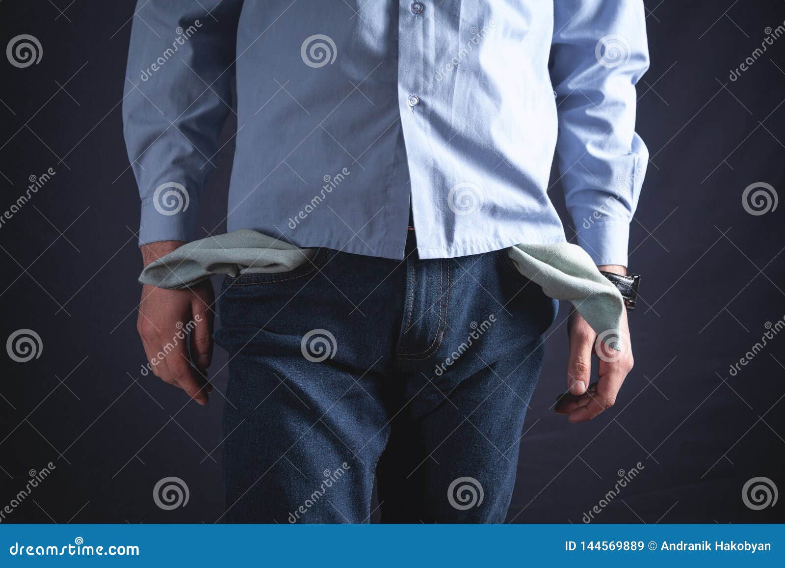 Man with Empty Pocket. No Money Stock Image - Image of people, problem ...