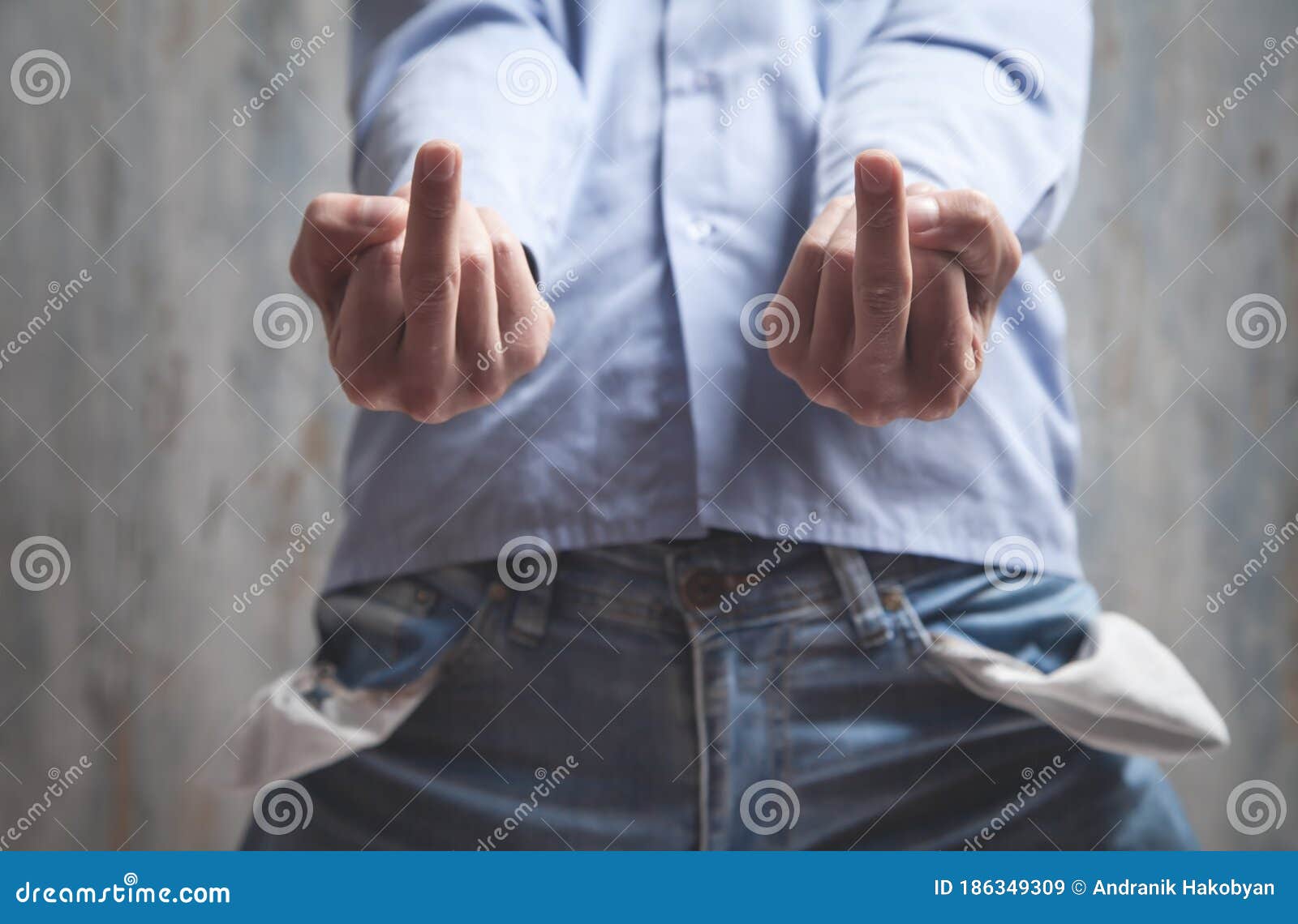 Man with a Empty Pocket Showing Middle Finger Stock Image - Image of ...
