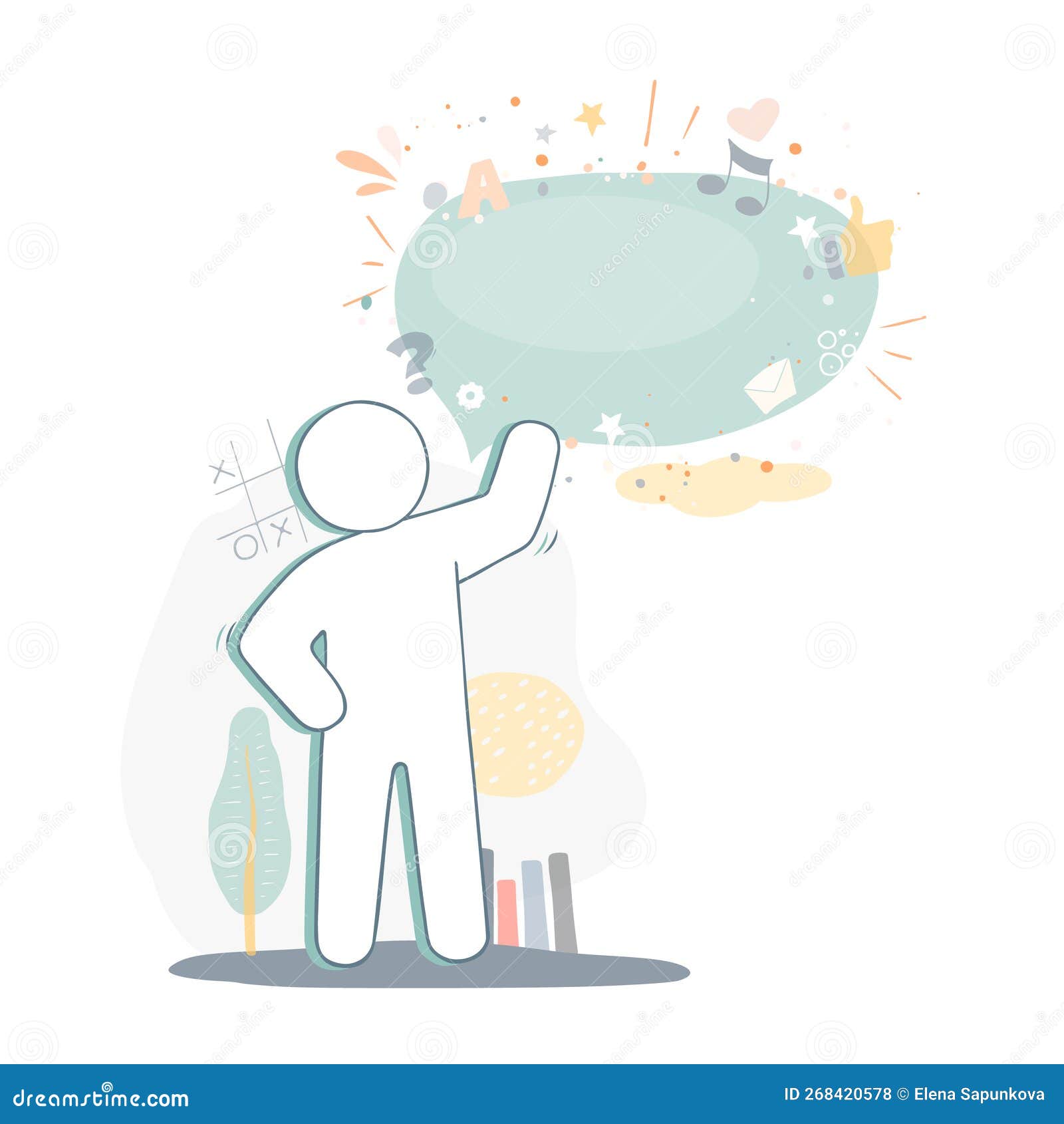 Man with Empty Speech Bubble. Cartoon Vector Illustration Stock Vector ...