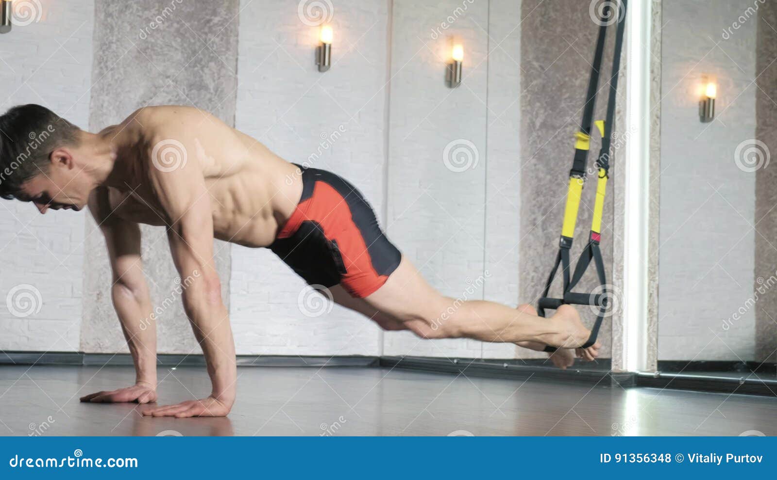 Man is Engaged in Trx Exercises in the Studio 4k Stock Footage - Video ...