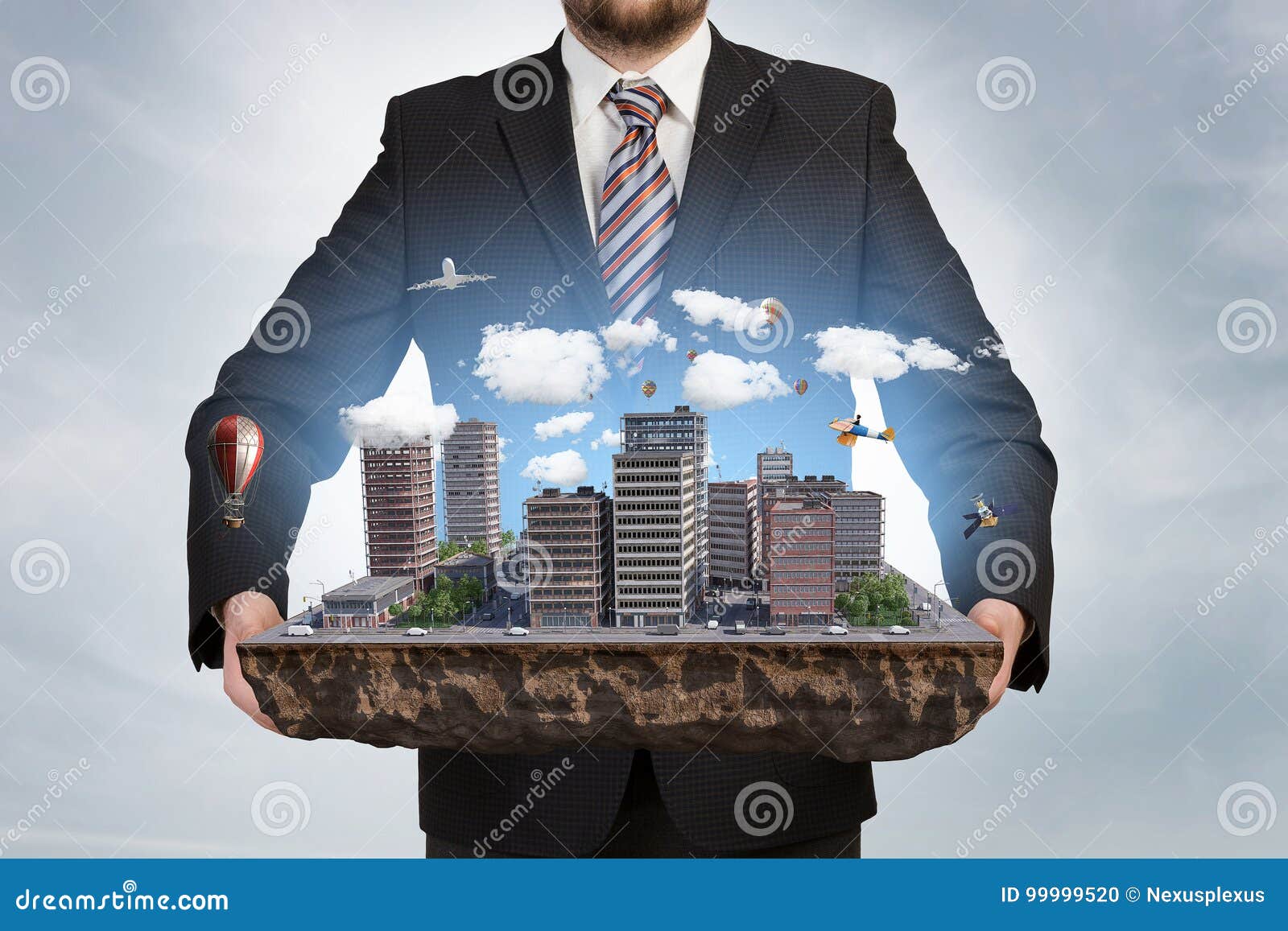 Man Presenting Construction Model. Mixed Media Stock Photo - Image of ...