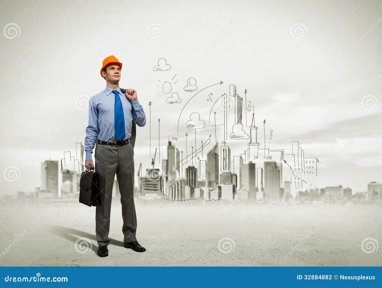 Man engineer stock photo. Image of handsome, hardhat - 32884882