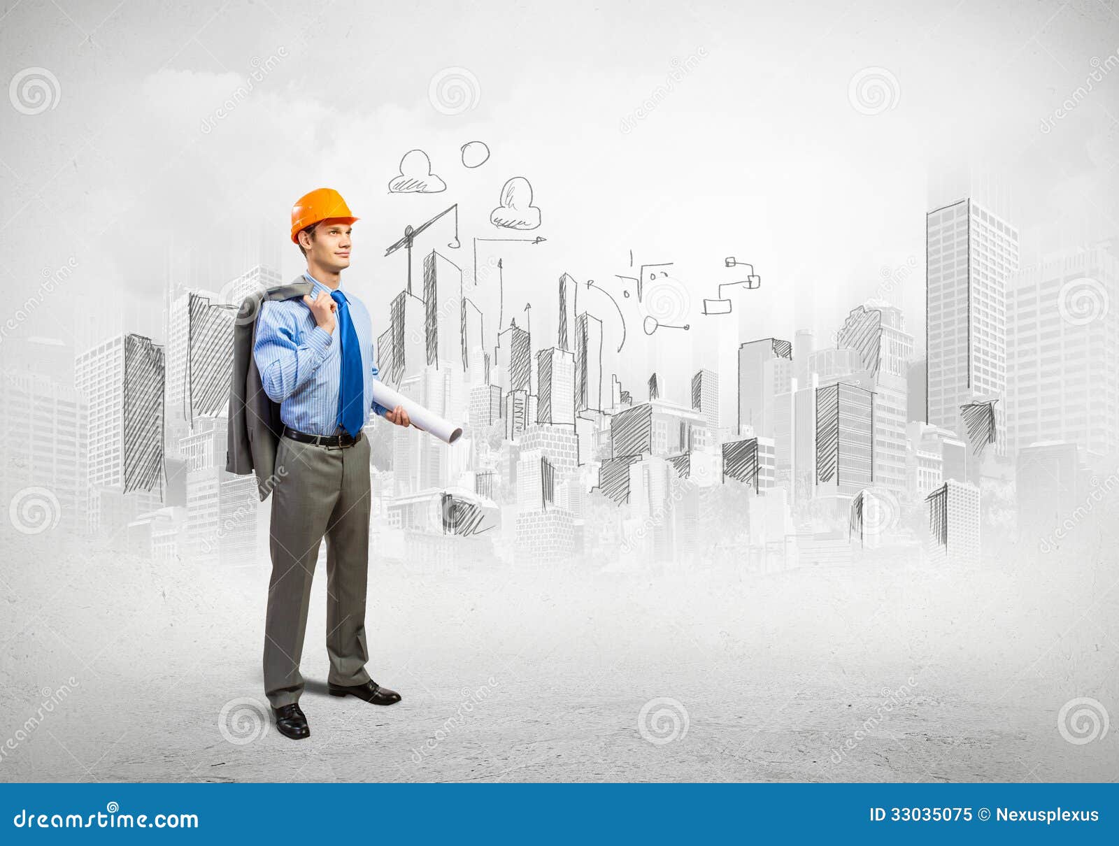 Man engineer stock image. Image of caucasian, hardhat - 33035075