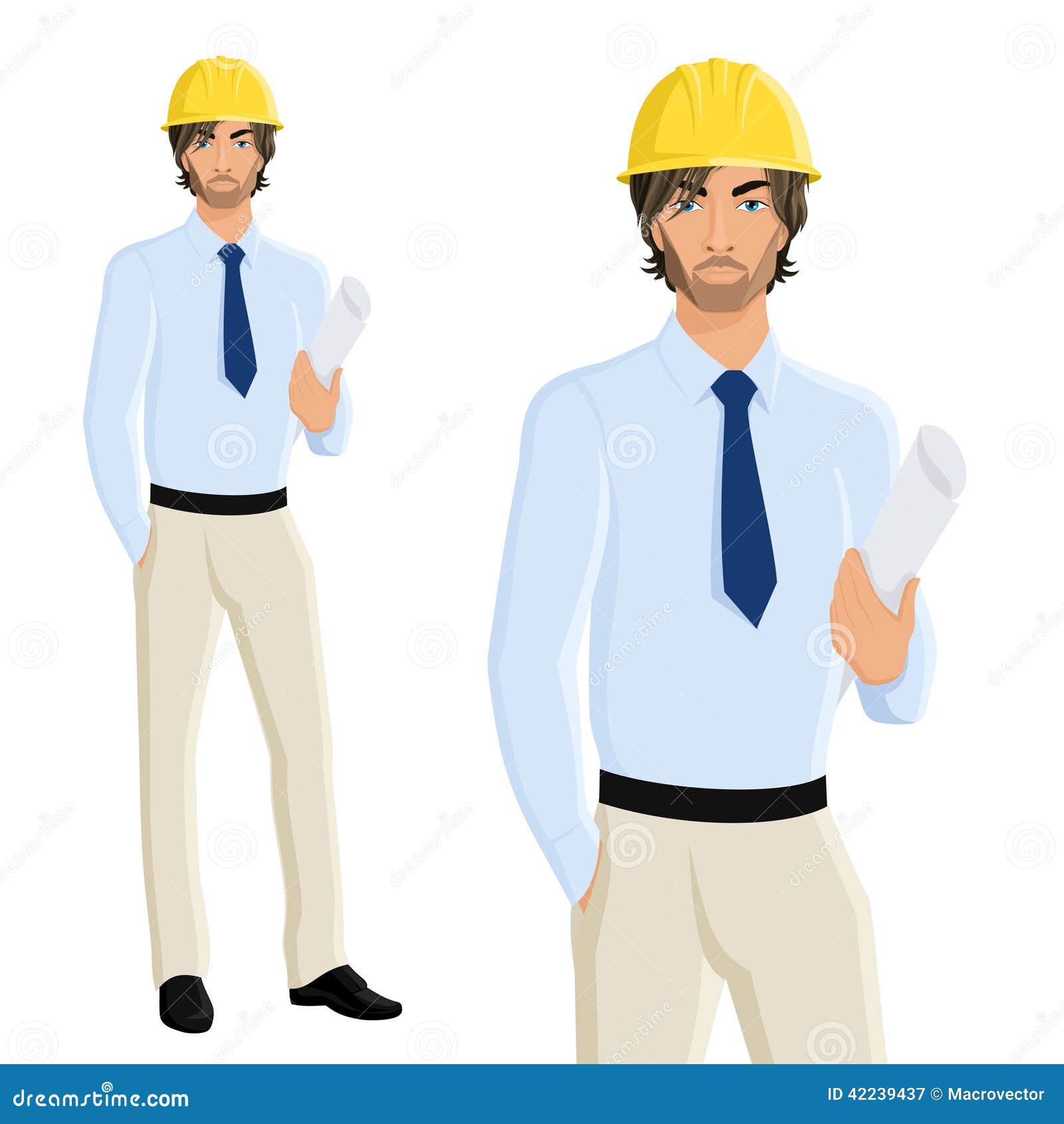 Man Engineer Portrait Cartoon Vector | CartoonDealer.com #42239437