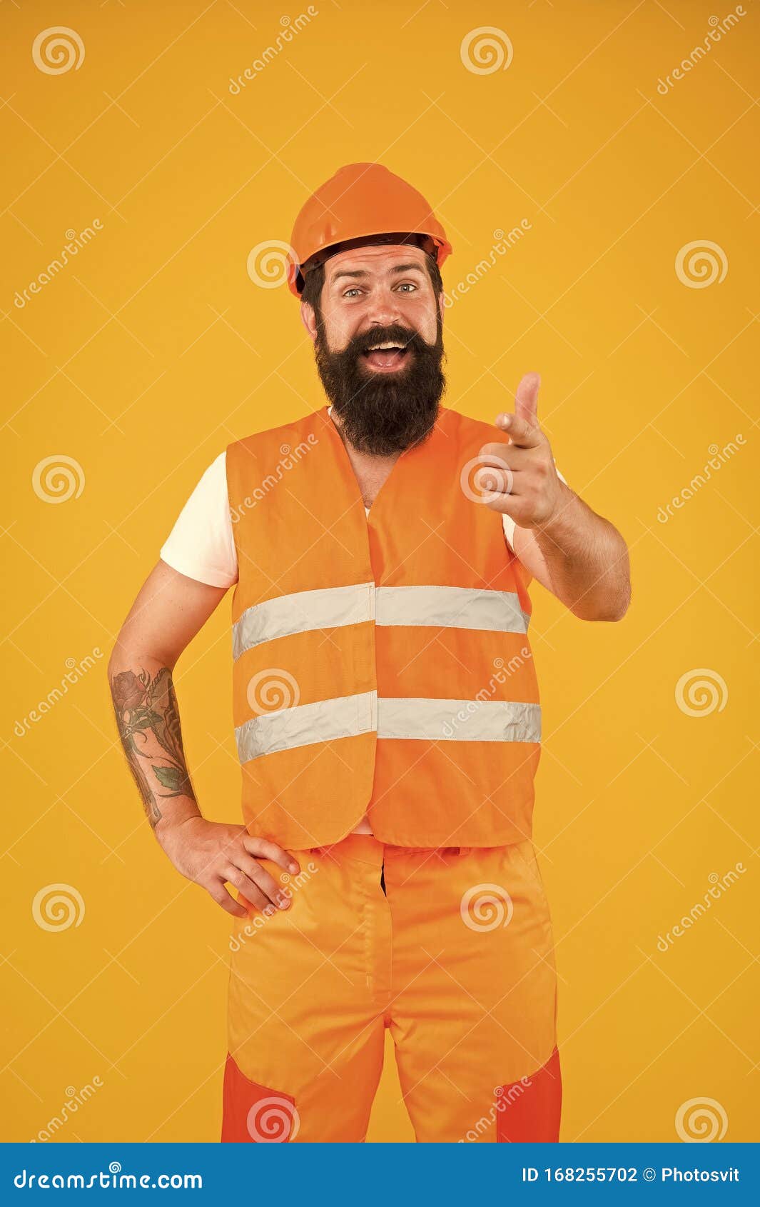 Man Engineer Protective Uniform Orange Background. Engineering Career ...