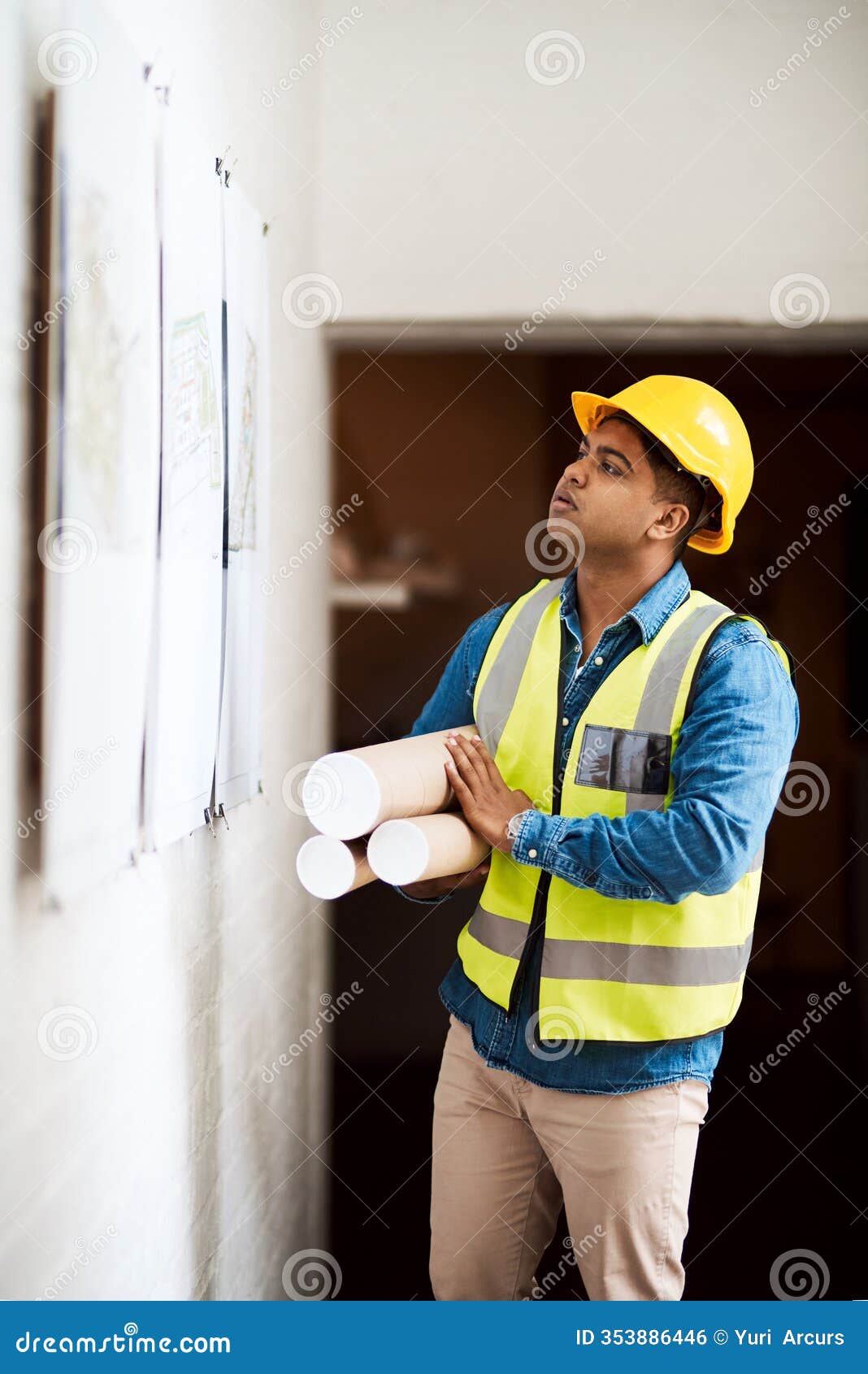 Man, Engineer and Reading Document for Construction of Architecture ...