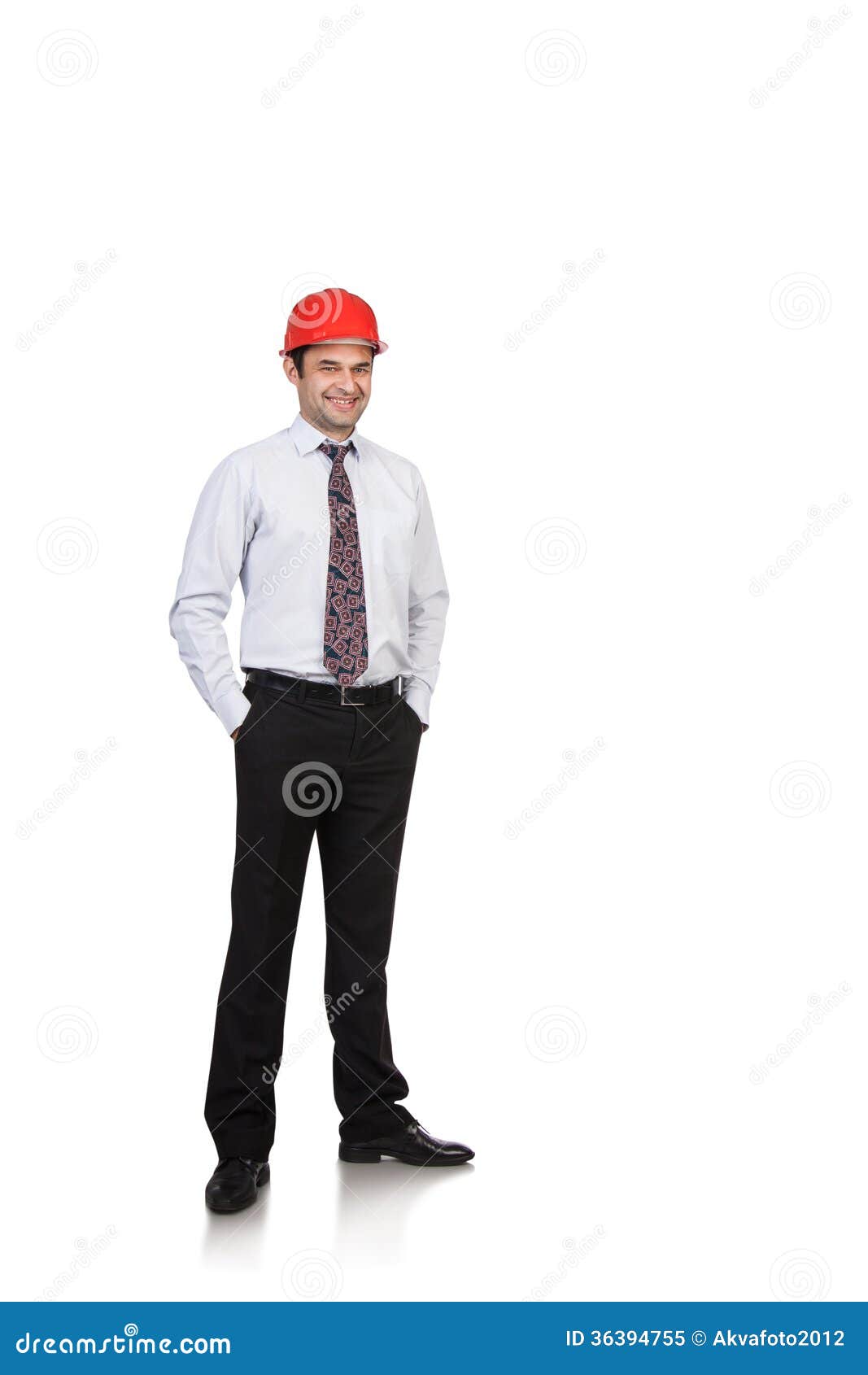 Man Engineer in a Red Helmet Stock Image - Image of hardhat, side: 36394755