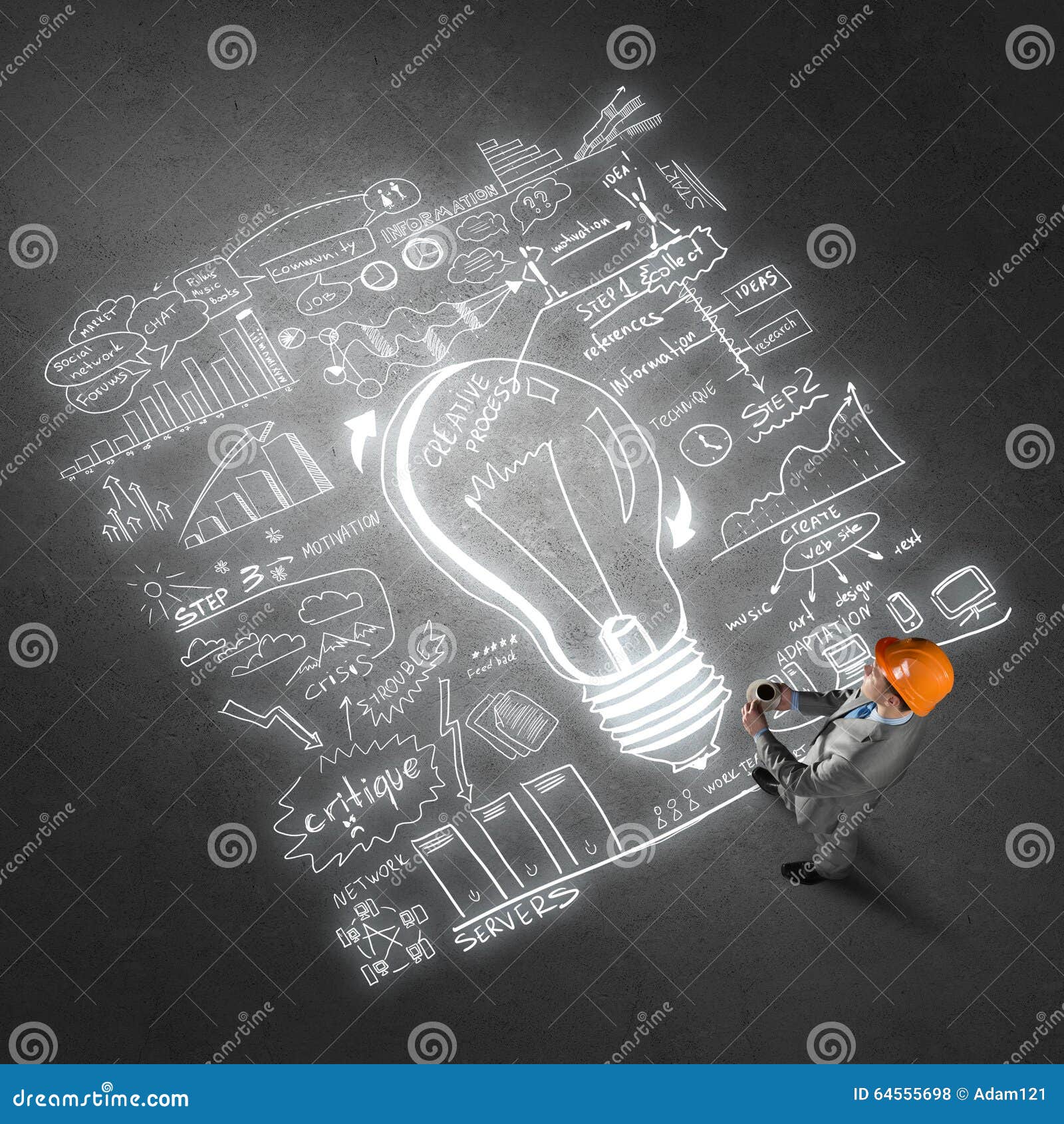 Man Engineer Thinking Over His Plan Stock Photo - Image of construction ...