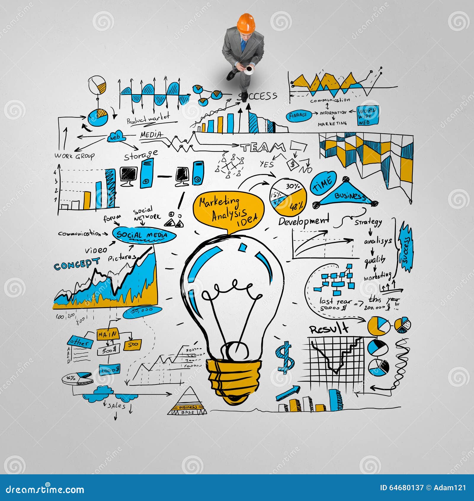 Man Engineer Thinking Over His Plan Stock Image - Image of drawing ...