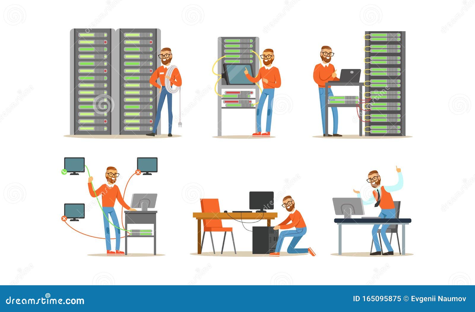 Man Engineer Working in Server Room. Digital Computer Center and Data ... Man Engineer Working in Server Room. Digital Computer Center and Data ...