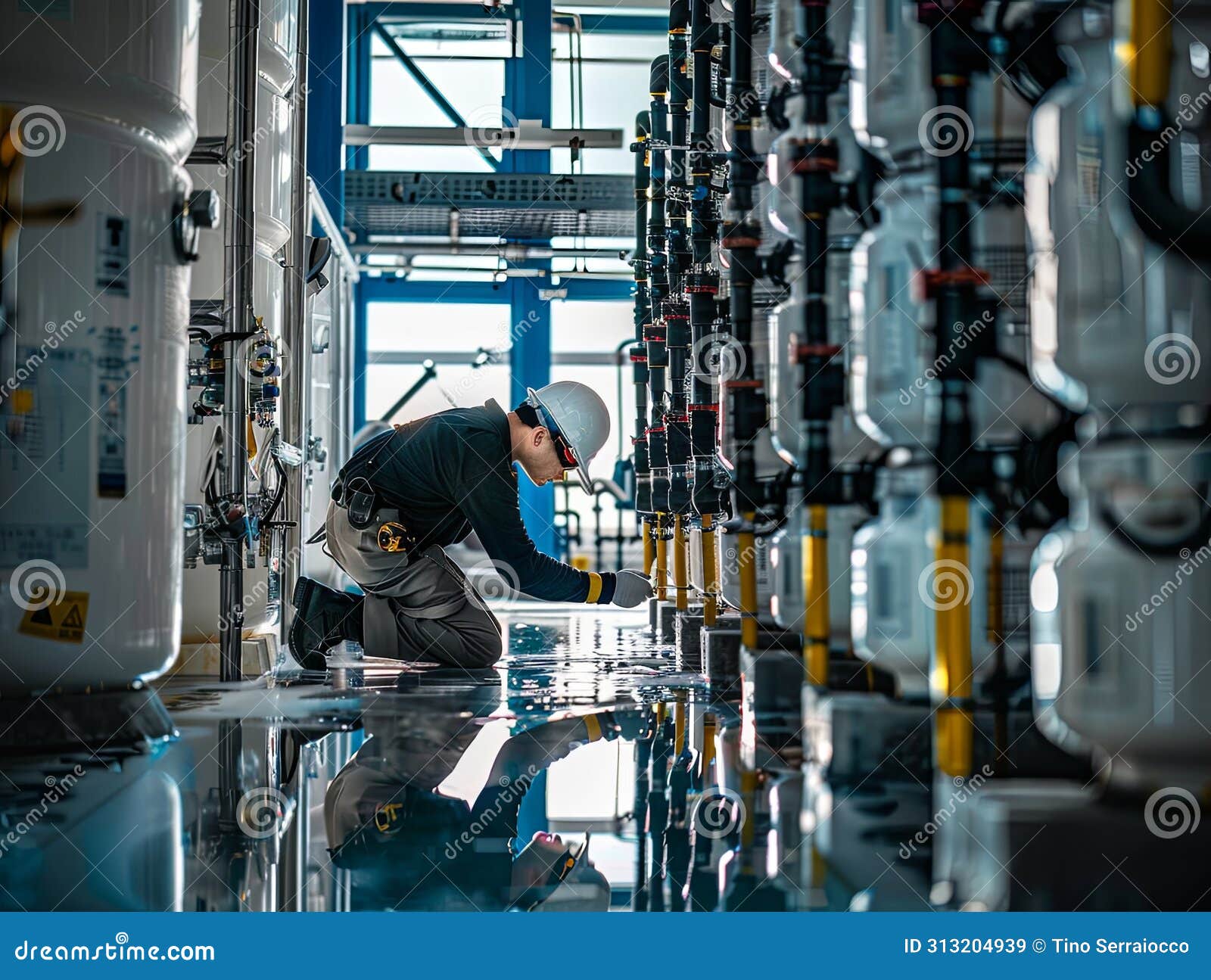 A Man is Engineering a Machine in a Metal Building Stock Image - Image ...