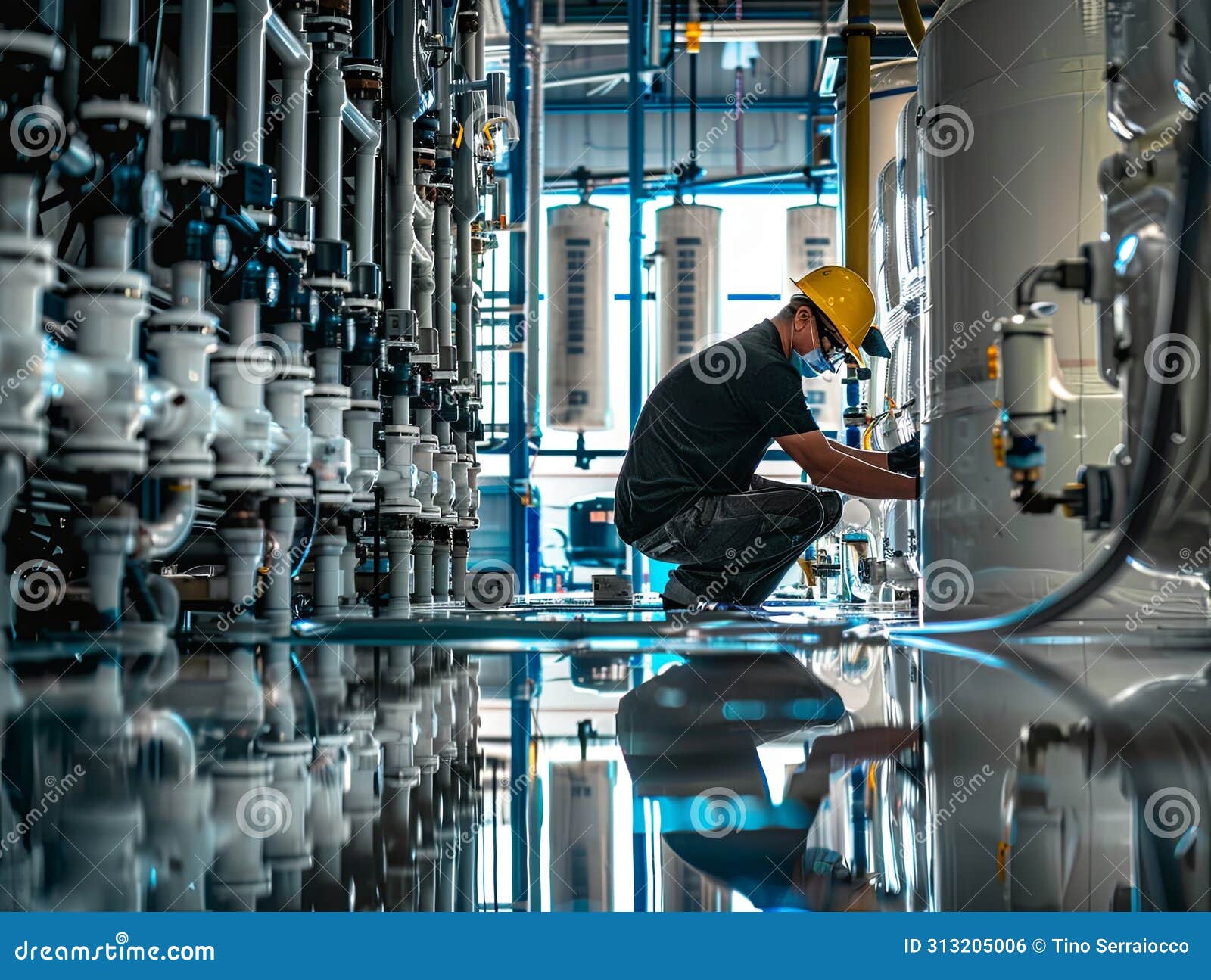 A Man is Engineering a Machine in a Metal Building Stock Photo - Image ...